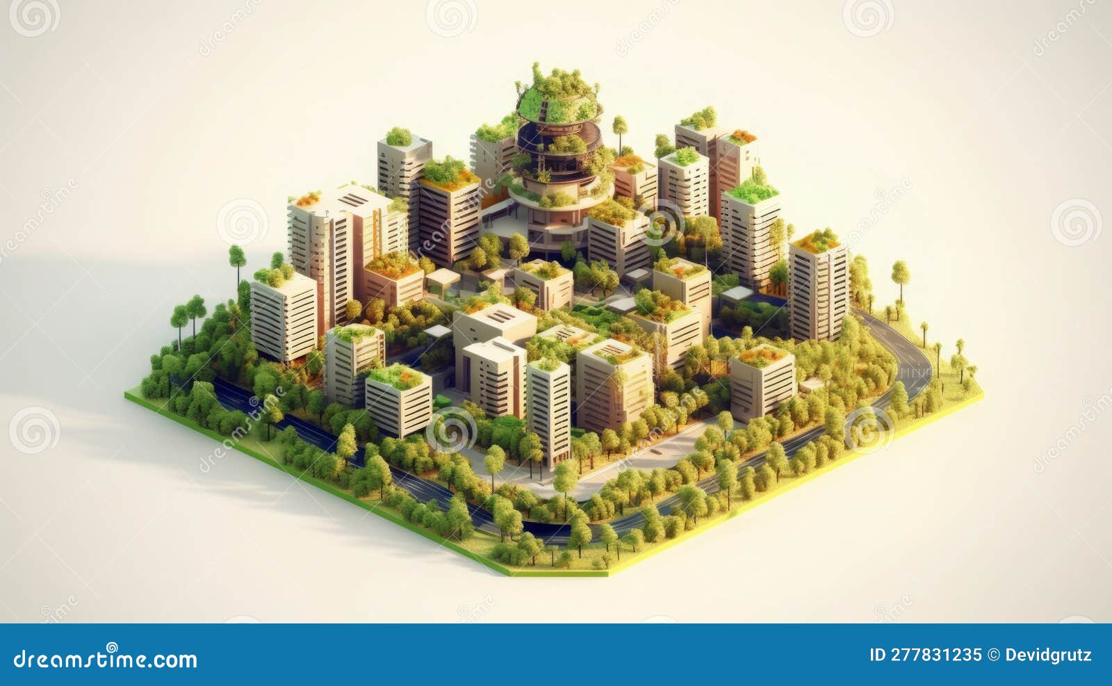 Isometric Sustainable City with Trees. Generative AI Stock Illustration ...