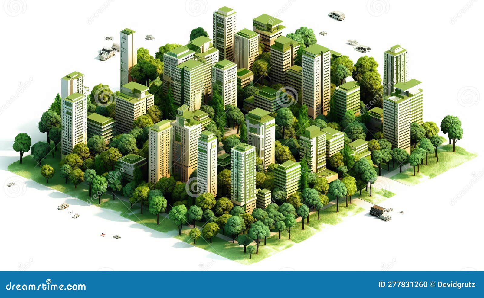 Isometric Sustainable City with Trees. Generative AI Stock Illustration ...