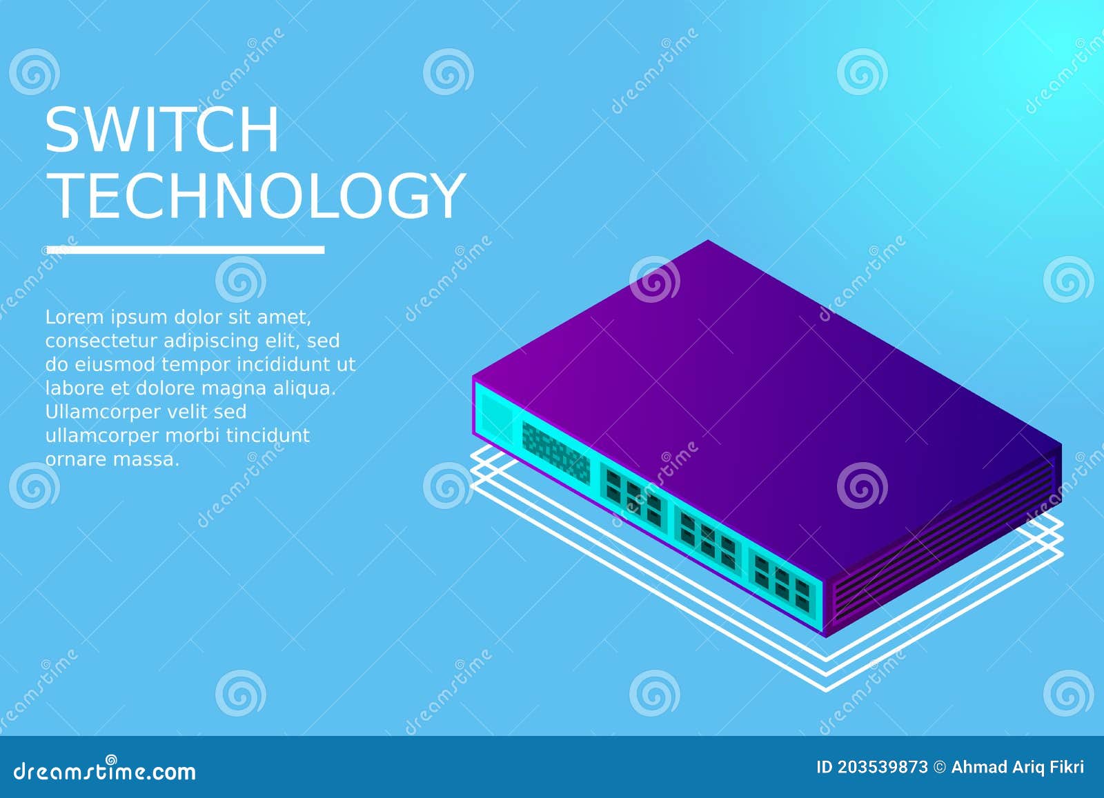 Isometric Switch with Up Link Port Stock Vector - Illustration of ...