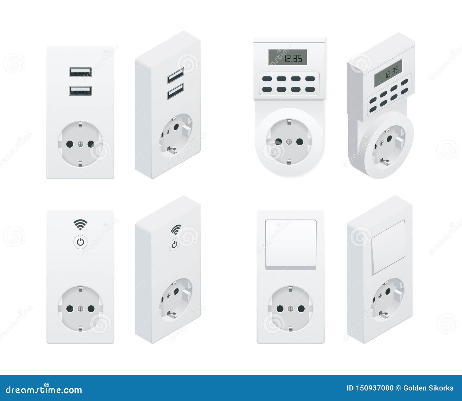Isometric Switches And Sockets Set. Type G. AC Power Sockets Realistic ... Isometric Switches And Sockets Set. Type G. AC Power Sockets Realistic ...