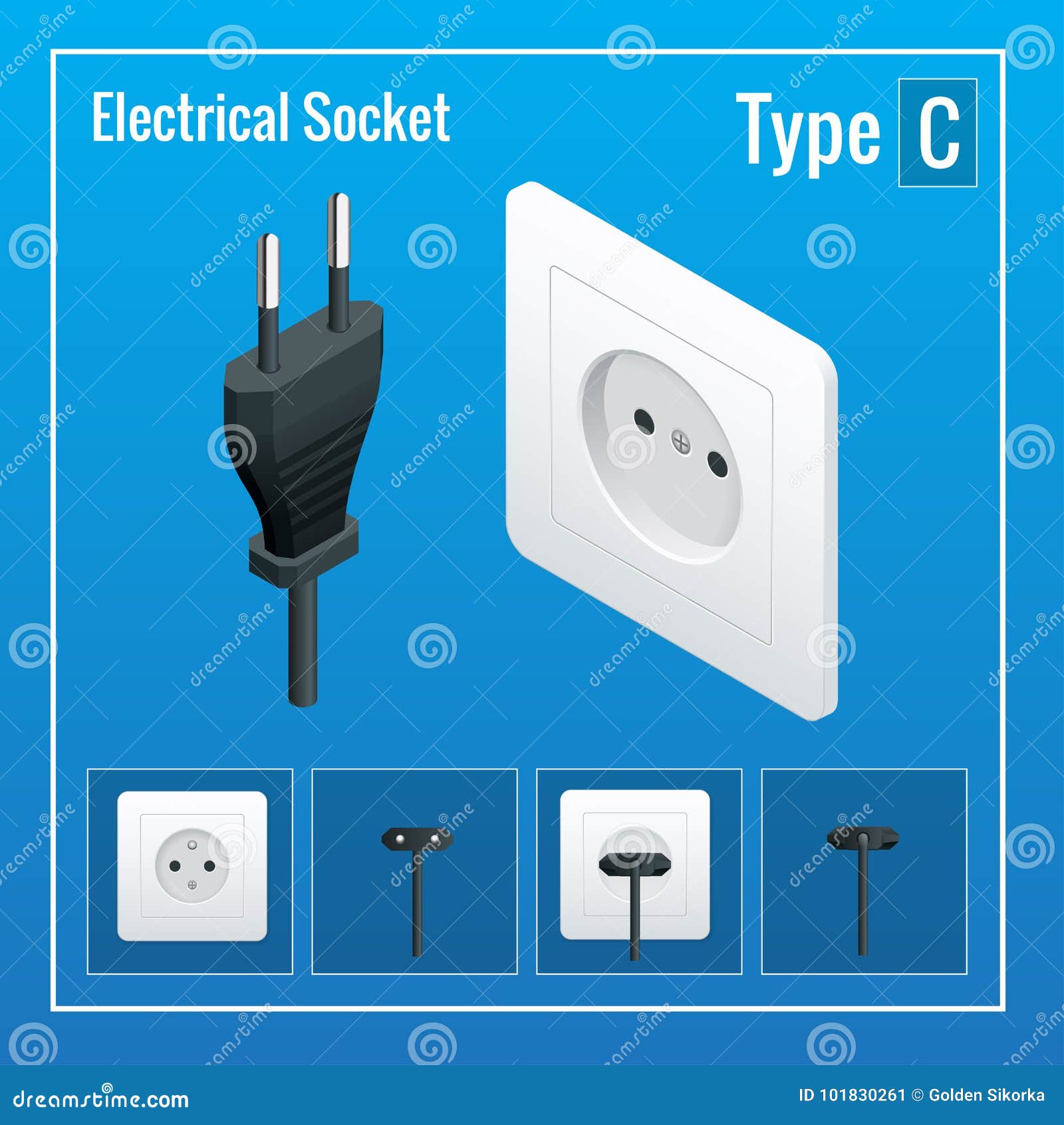 Isometric Switches and Sockets Set. Realistic Vector Illustration ...