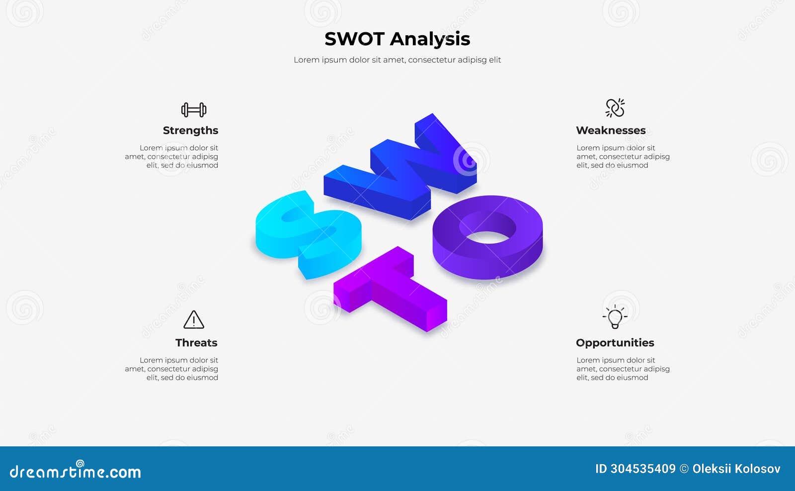 Isometric SWOT Letters. Strength, Weakness, Opportunity and Threat ...