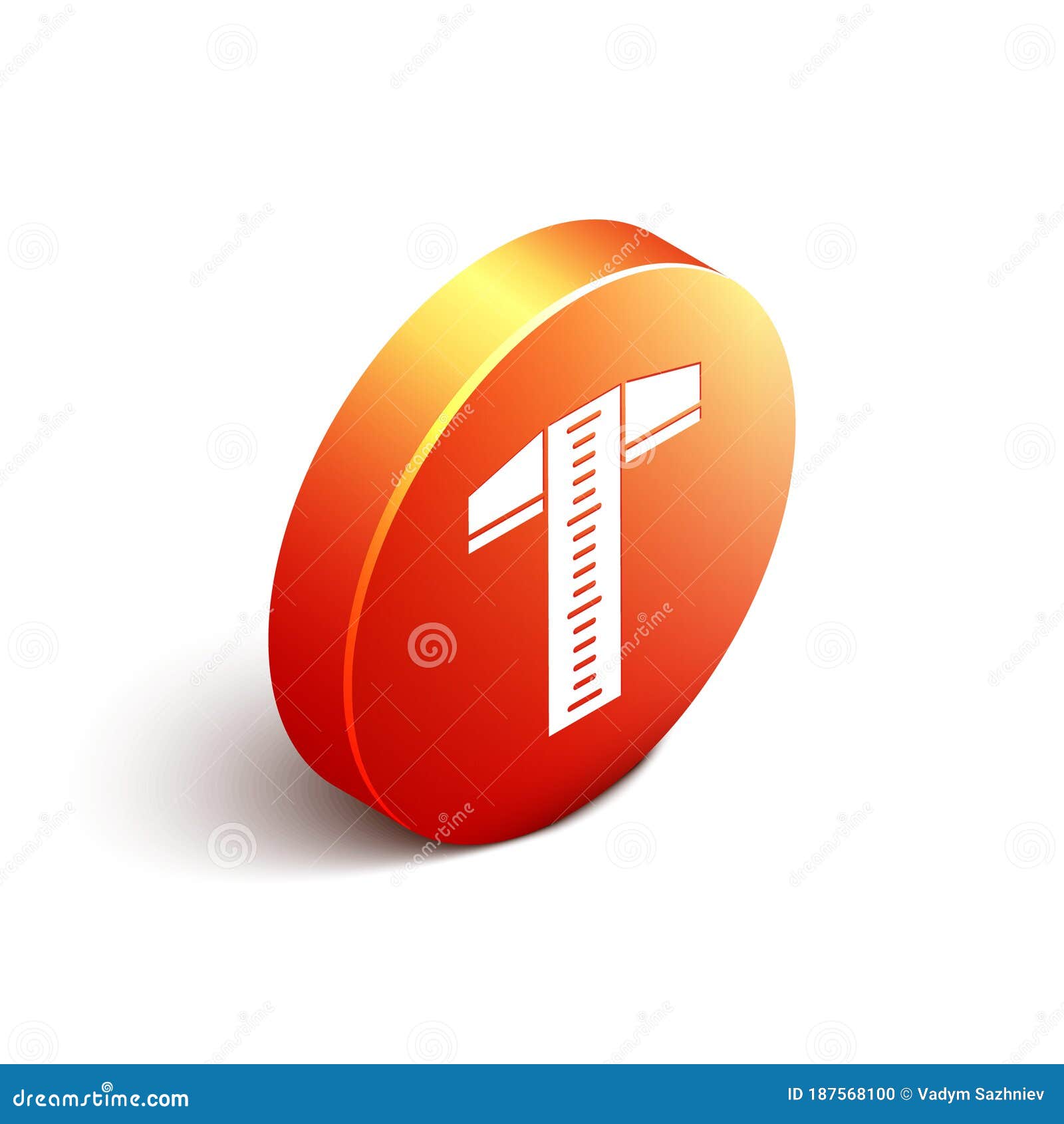 Isometric T-square Line for Professional Drafting Icon Isolated on ...