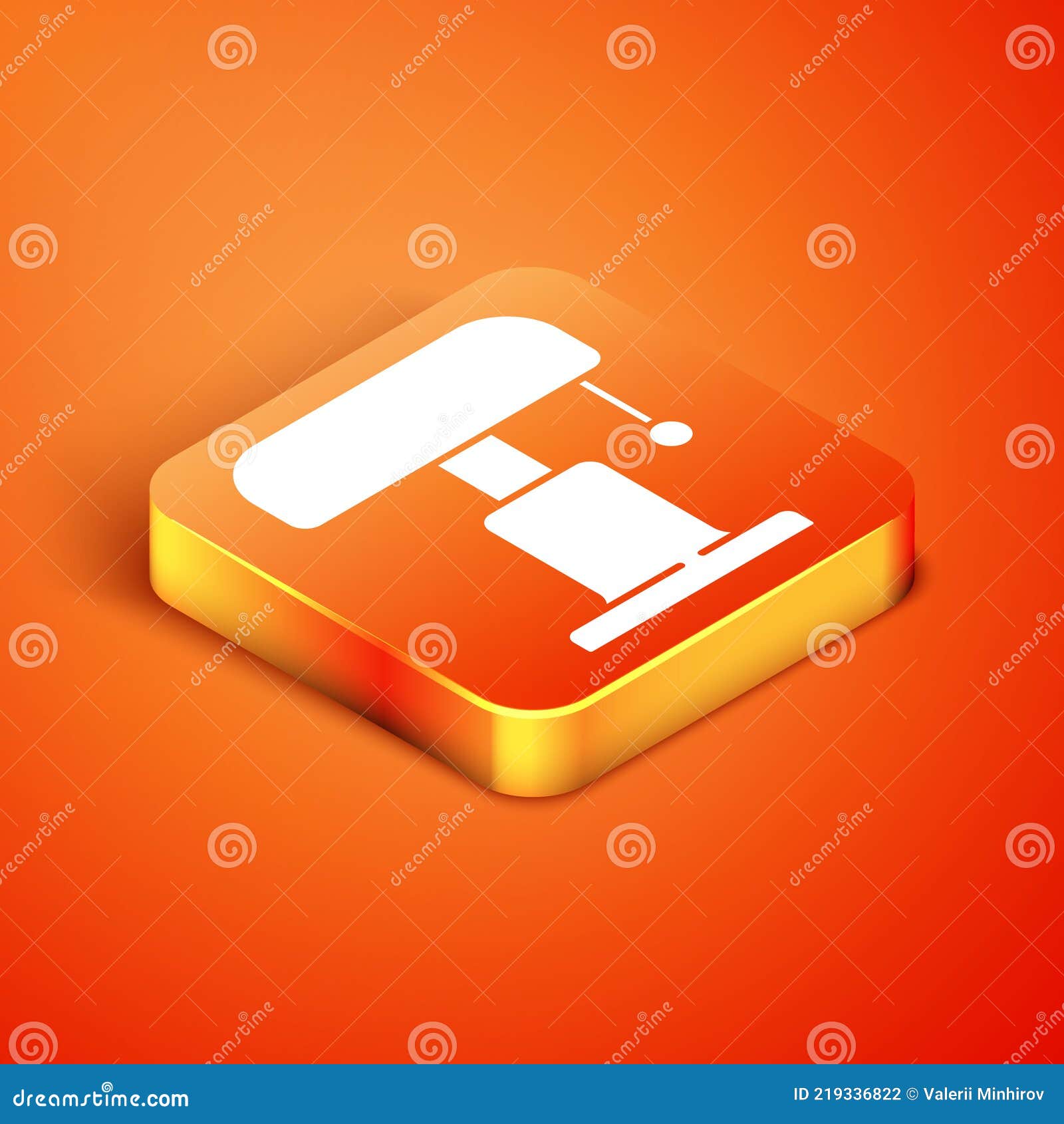 Isometric Table Lamp Icon Isolated on Orange Background. Vector Stock ...