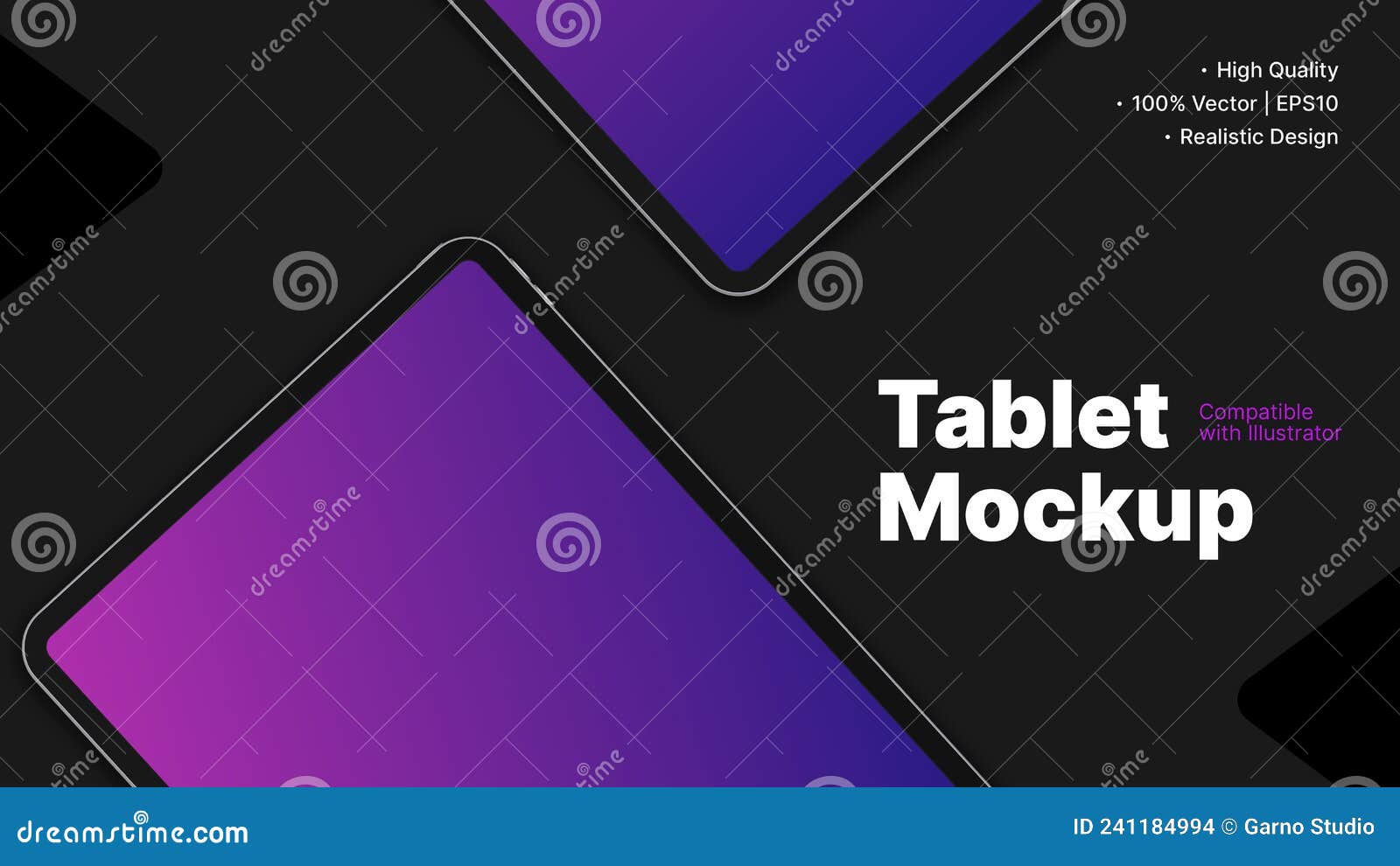 Isometric Tablet Mockup with Gradient Screen on Dark Background Stock ...