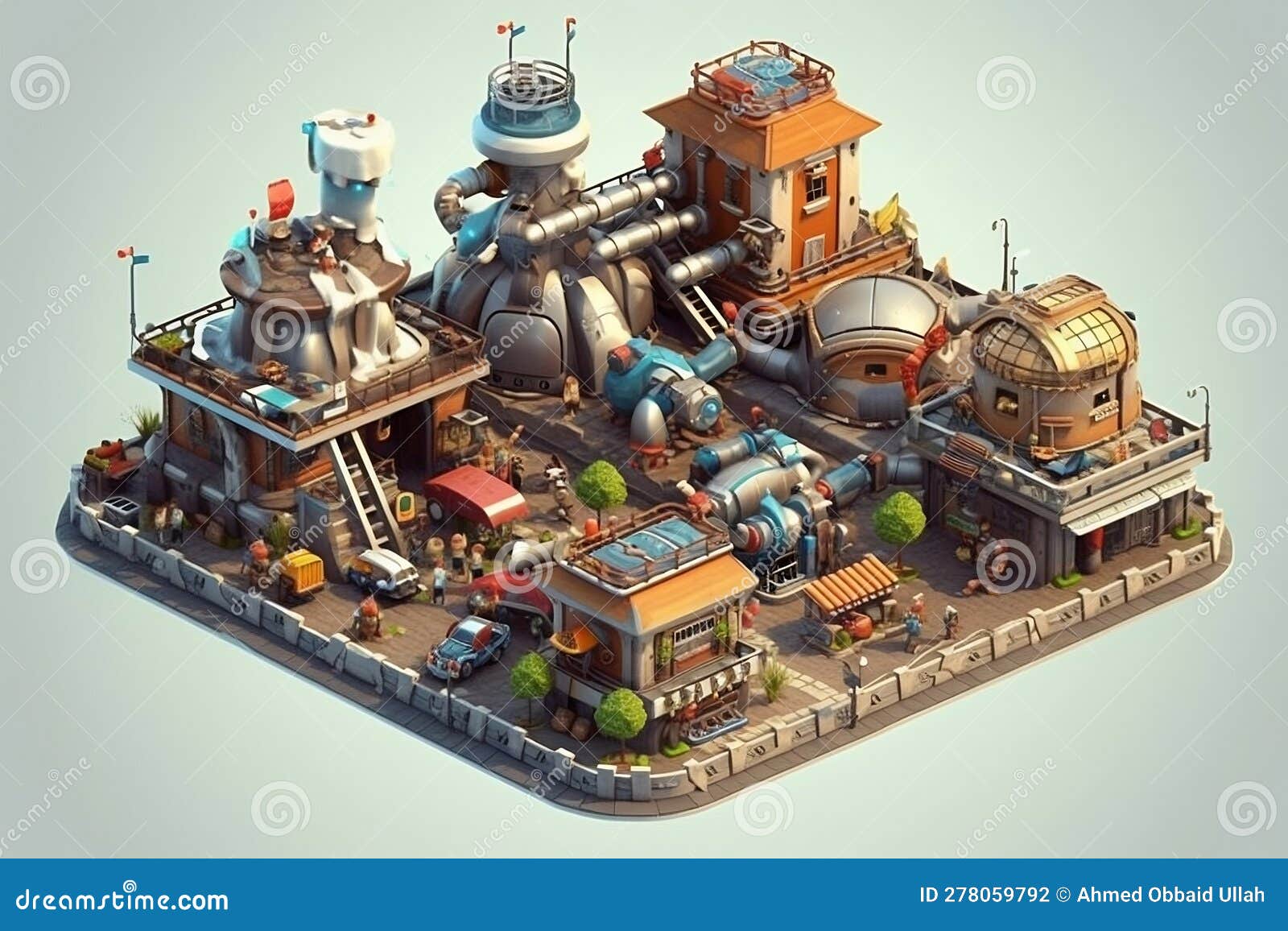 Isometric Tanks Factory for Game Asset. Generative Ai Stock ...