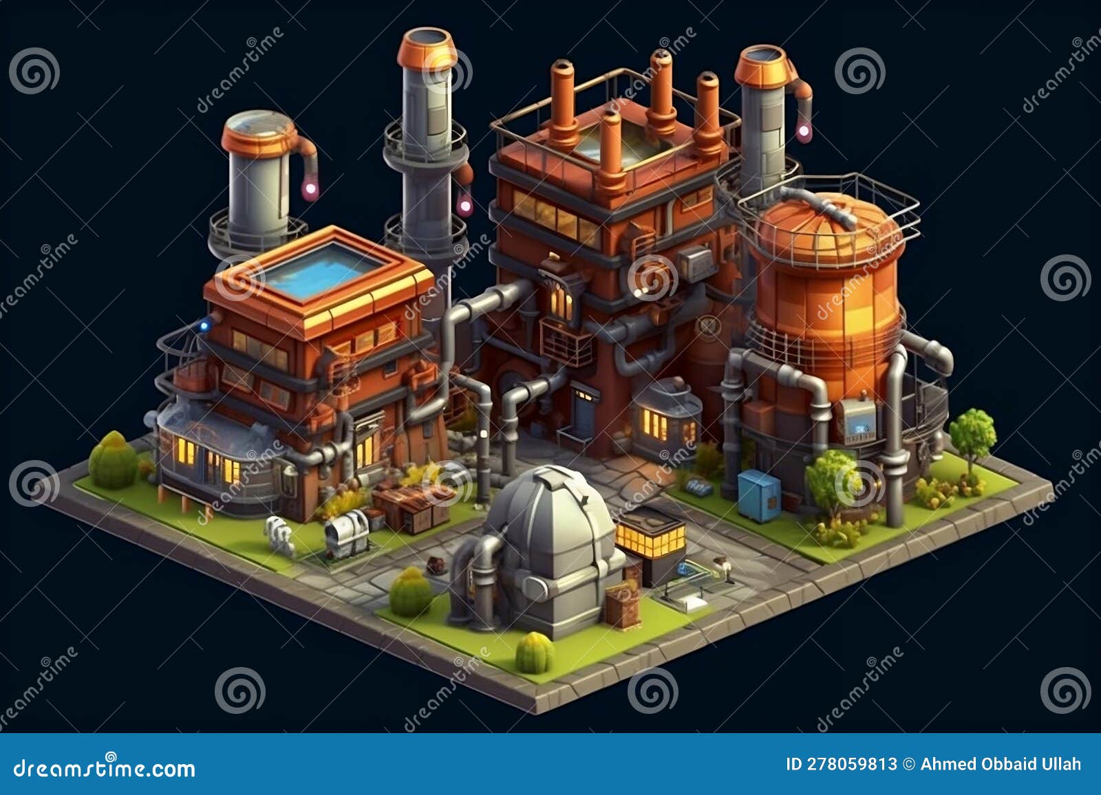 Isometric Tanks Factory for Game Asset. Generative Ai Stock ...