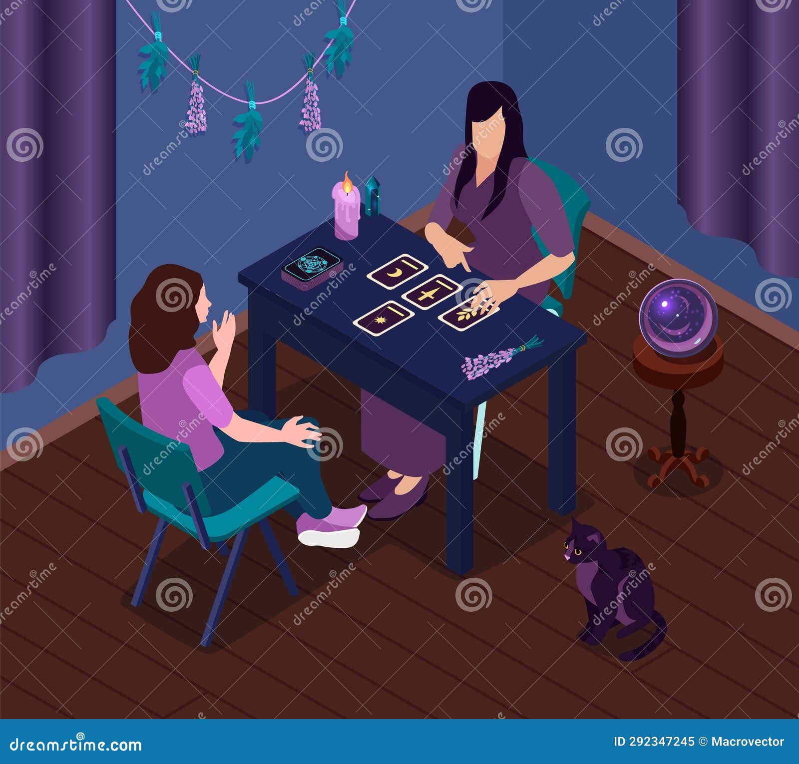 Isometric Tarot Composition Stock Illustration - Illustration of future ...