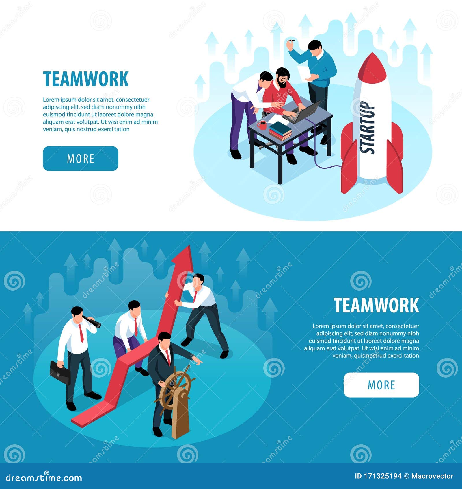 Isometric Teamwork Brainstorm Banners Stock Vector - Illustration of career, advertising: 171325194