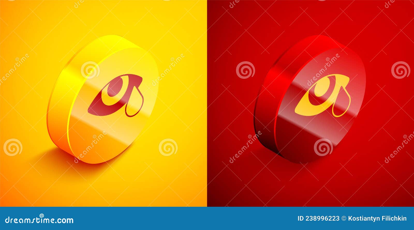 Isometric Tear Cry Eye Icon Isolated on Orange and Red Background ...