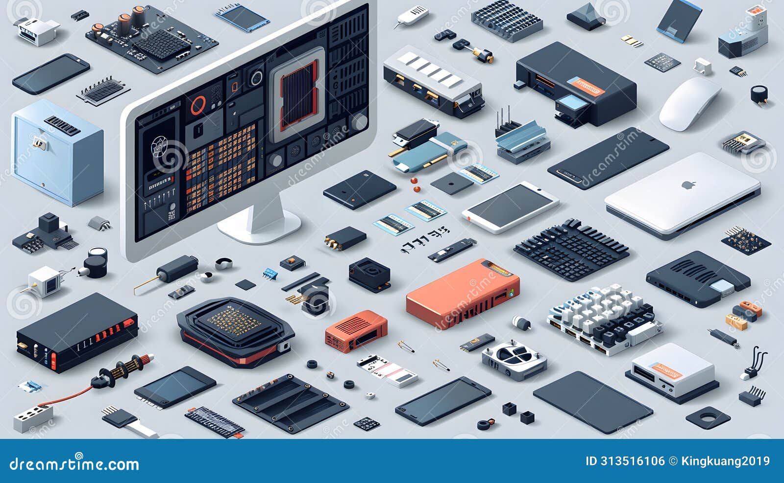 Isometric Tech Gadgets Galore Stock Illustration - Illustration of ...