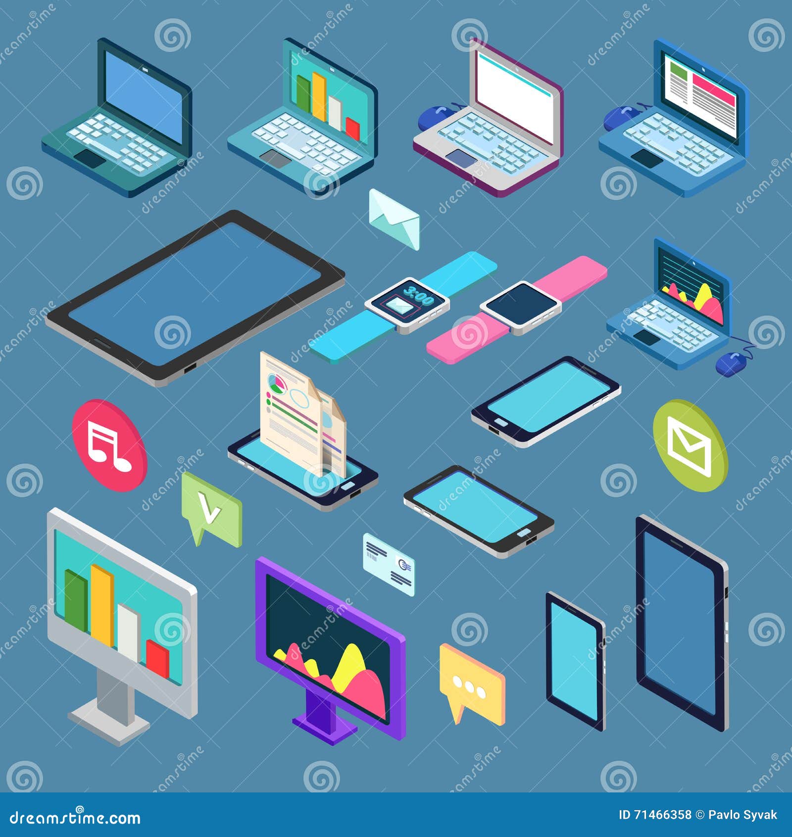 Isometric Technology. Electronic Device Set Stock Vector - Illustration ...