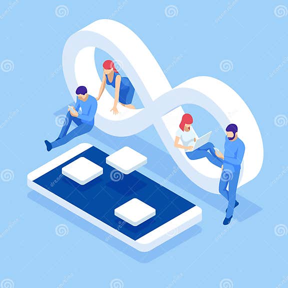 Isometric Technology Process Of Software Development Web Development And Coding Cross Platform