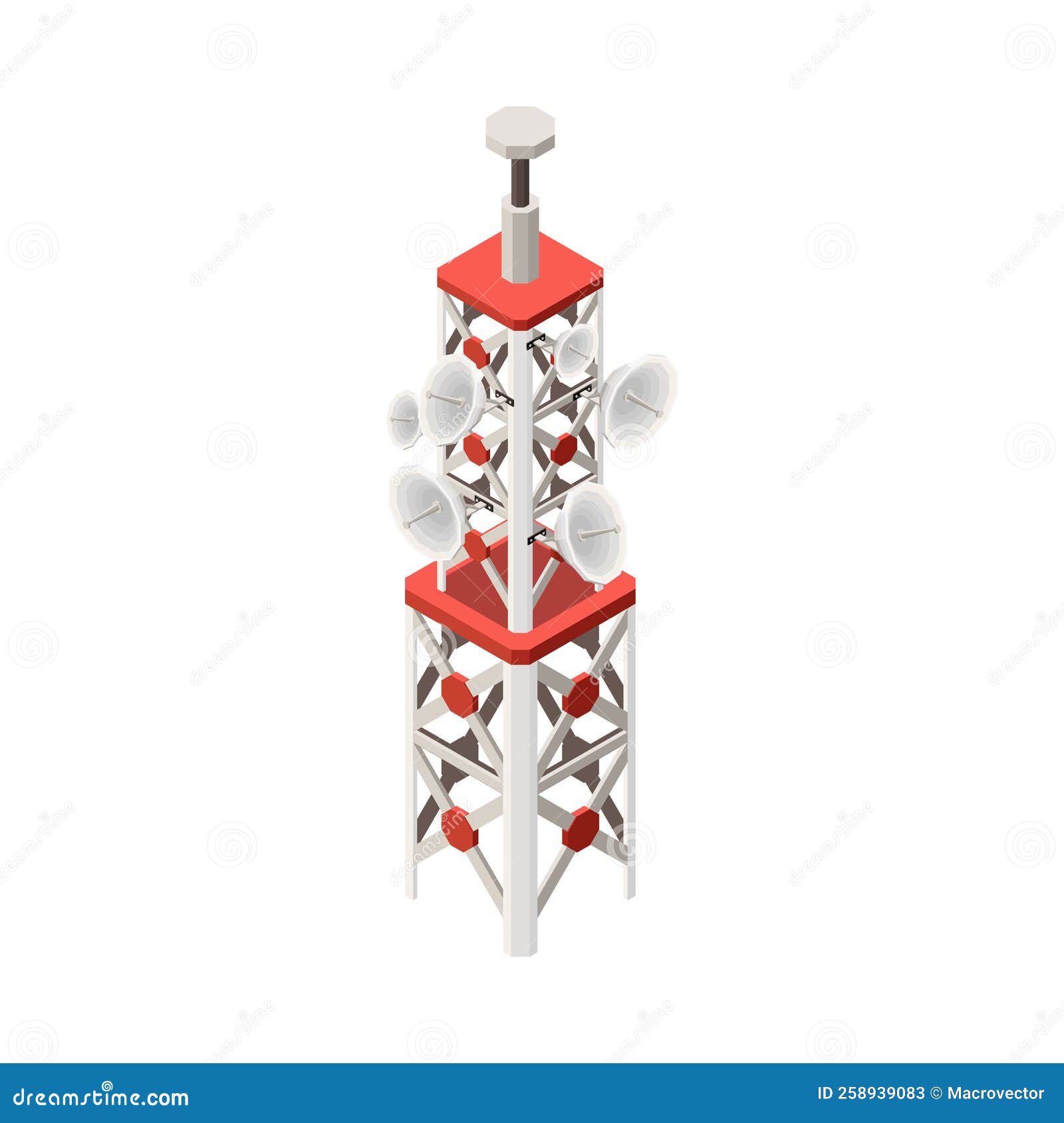 Isometric Telecommunication Tower Stock Vector - Illustration of speed ...