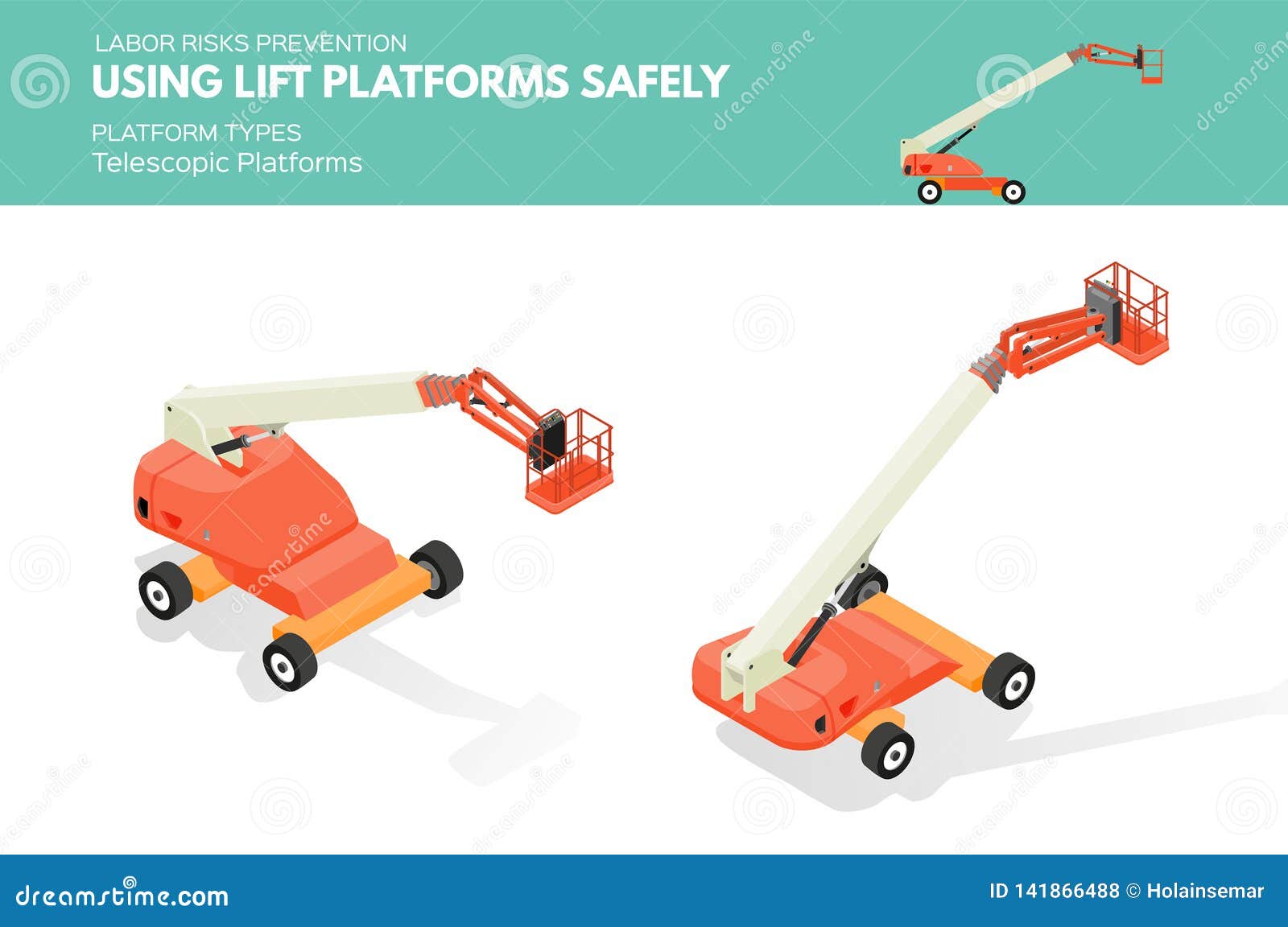 Isometric Telescopic Platform. Labor Risk Prevention. Stock Vector ...