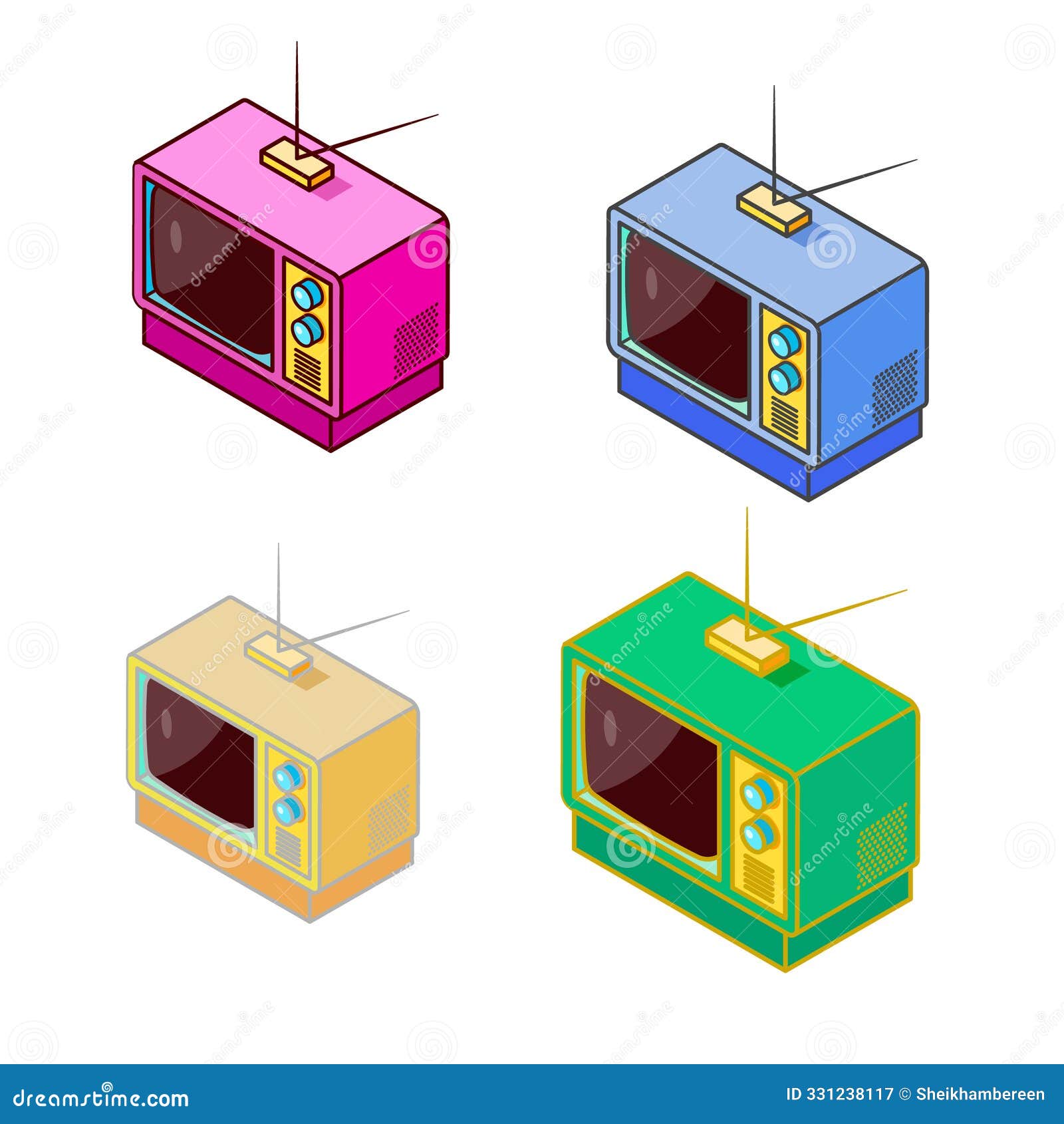 Isometric Television Set for Vector - Illustration Set of Tv Icons ...