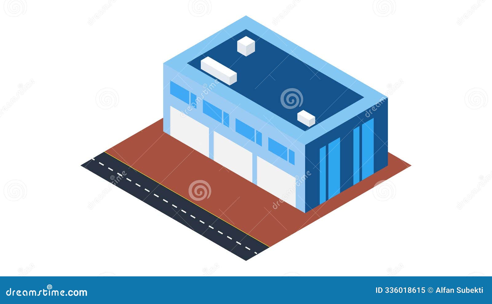 Simple Isometric Garage with White Rolling Door Stock Illustration ...