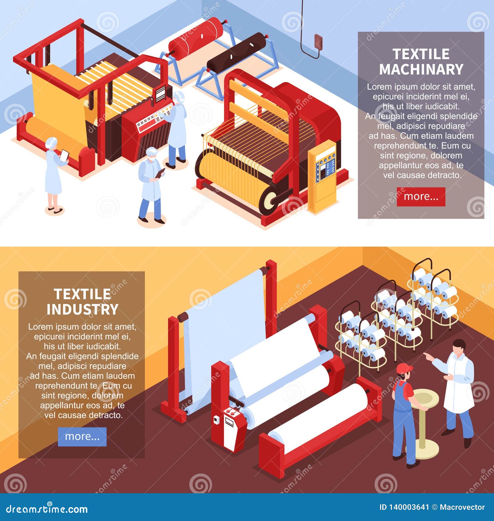 Isometric Textile Industry Banners Stock Vector - Illustration of ...