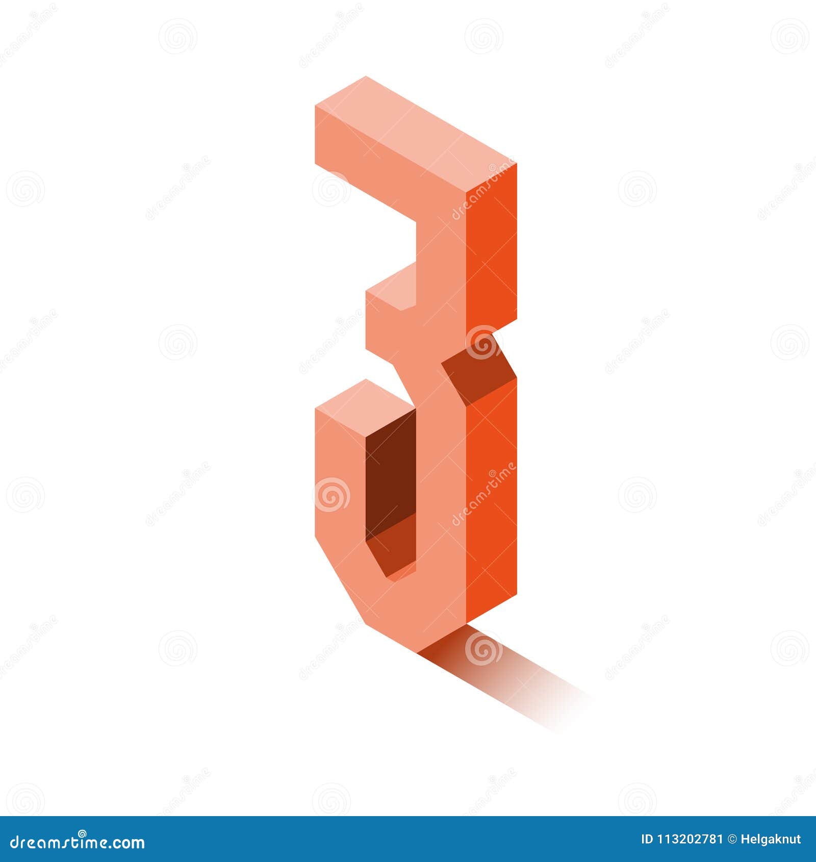 Isometric Three Orange Icon, 3d Character with Shadow Stock Vector ...