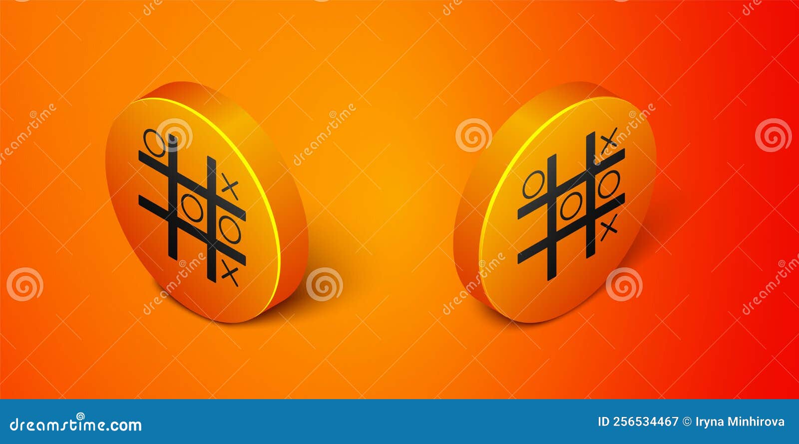 Isometric Tic Tac Toe Game Icon Isolated on Orange Background. Orange ...