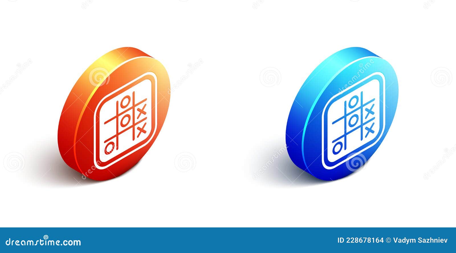 Isometric Tic Tac Toe Game Icon Isolated on White Background. Orange ...