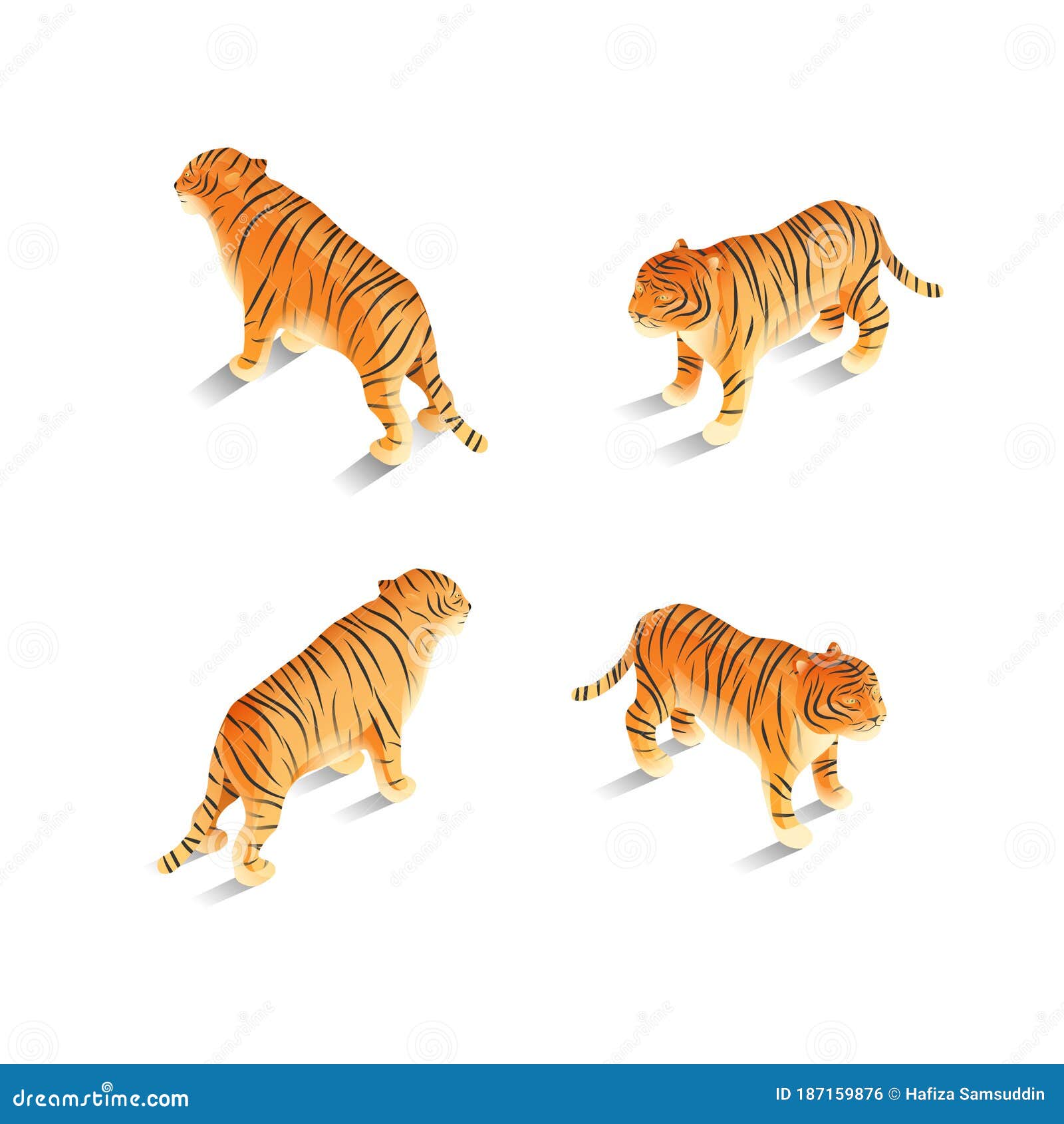 Isometric Tigers. Vector Illustration Decorative Design Stock Vector ...