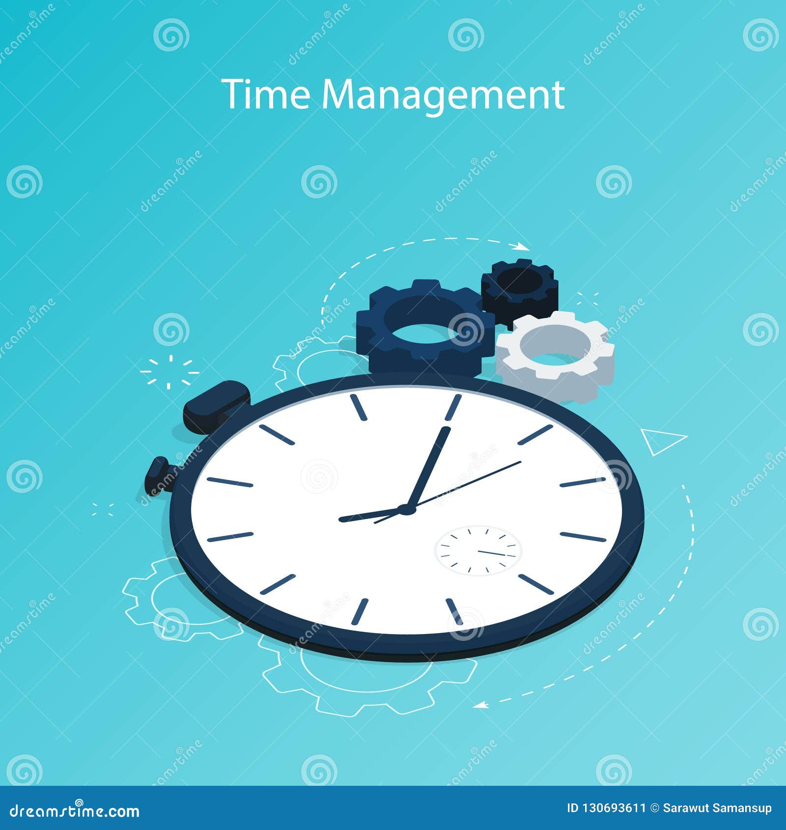 Isometric Time Management Background Vector Illustration ...