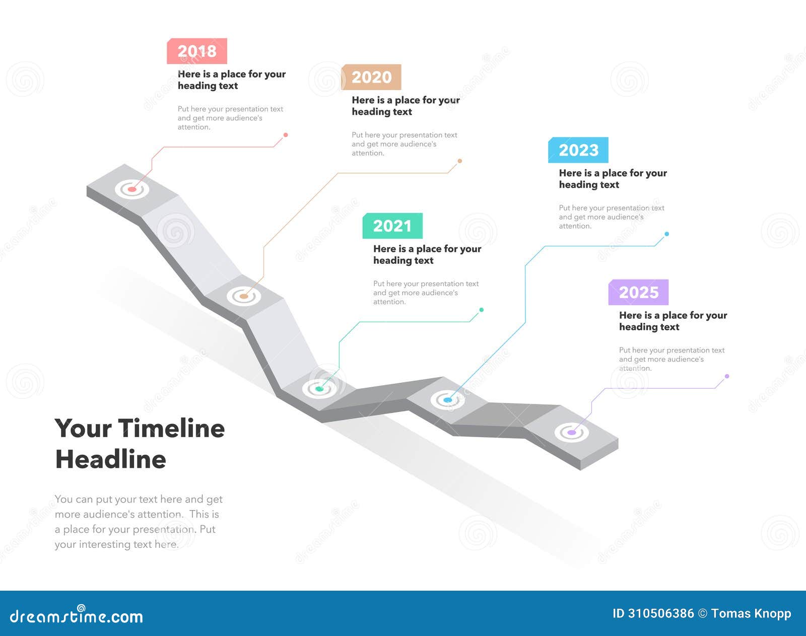 Isometric Timeline Infographic Template with Five Steps Stock Vector ...