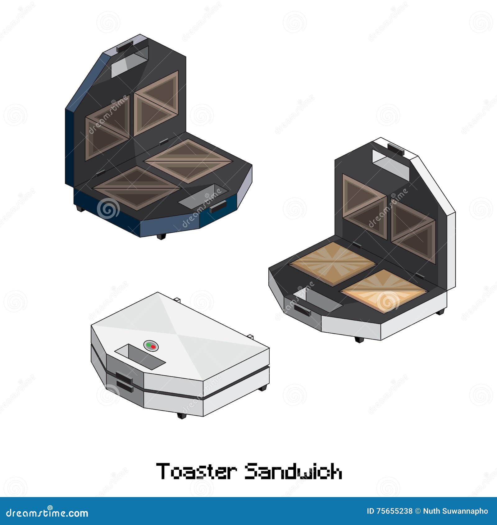 Isometric toaster sandwich stock vector. Illustration of toast - 75655238