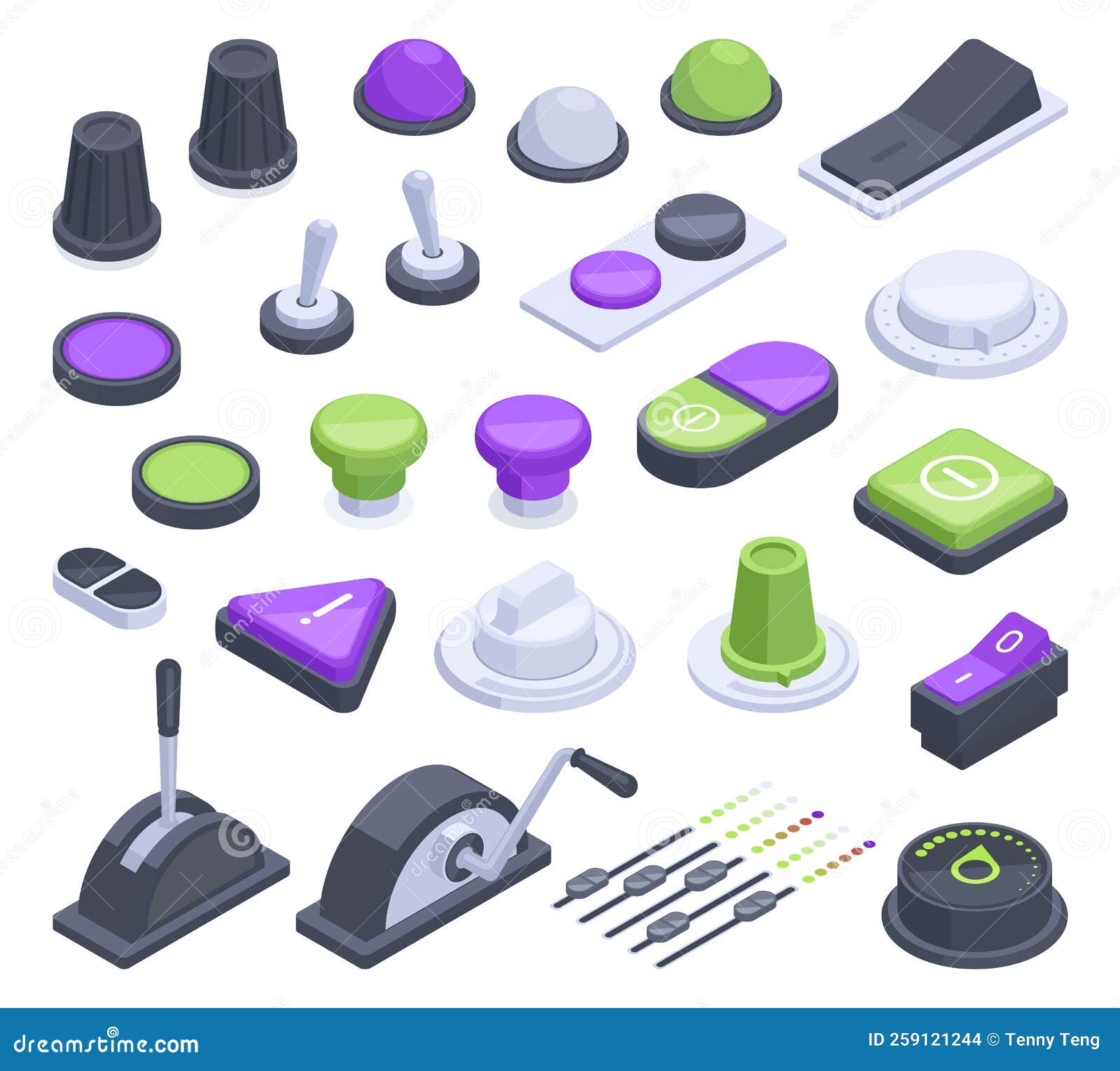 Isometric Toggles, Control Panel Buttons, Sliders and Switches ...
