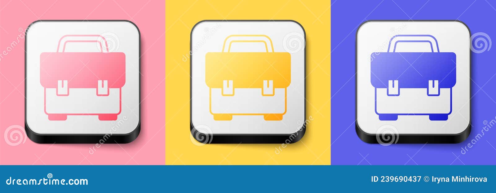 Isometric Toolbox Icon Isolated on Pink, Yellow and Blue Background ...