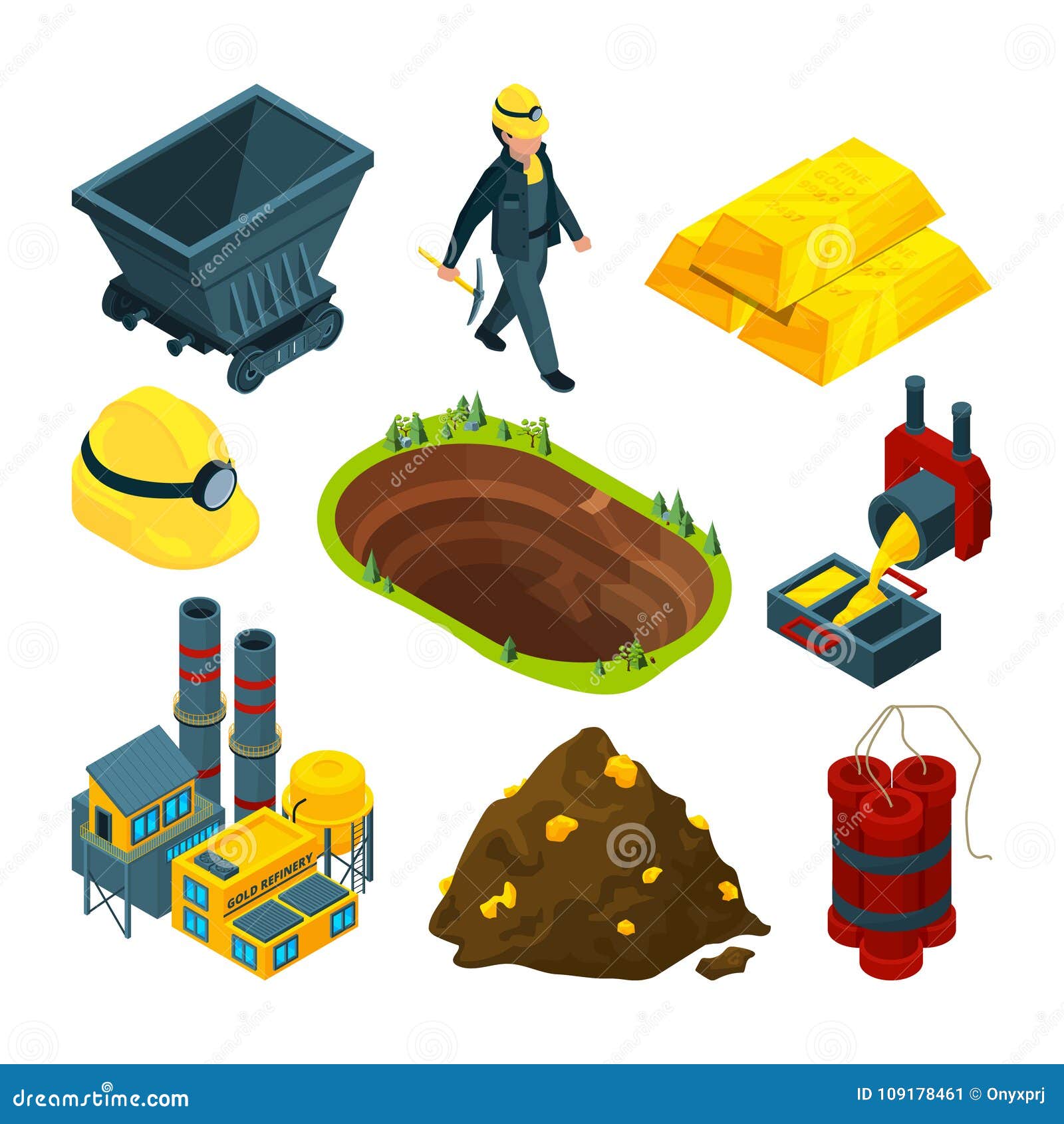 Isometric Tools for Mining Industry Stock Vector - Illustration of gold ...