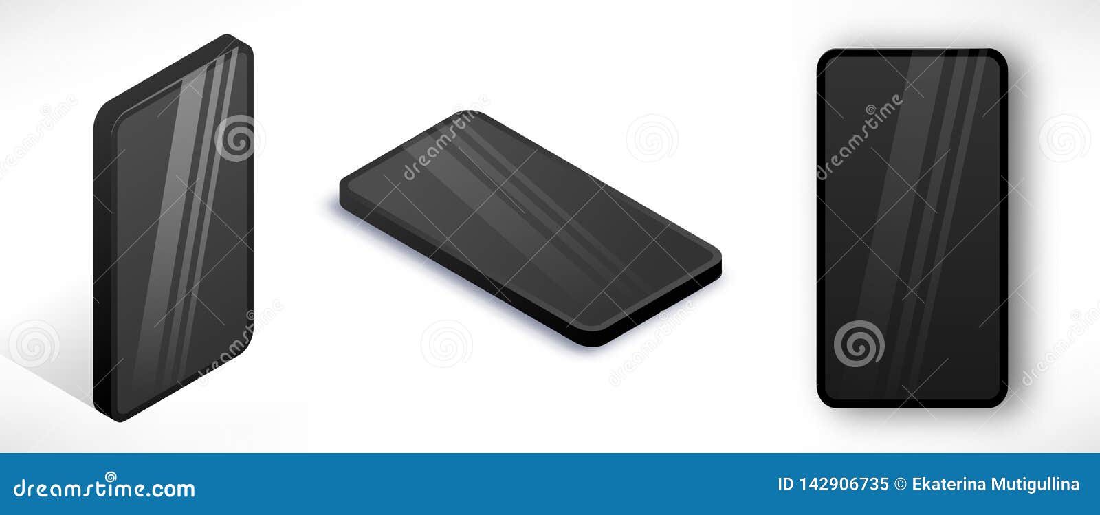 Isometric, Top and Front View Smartphone Stock Vector - Illustration of ...