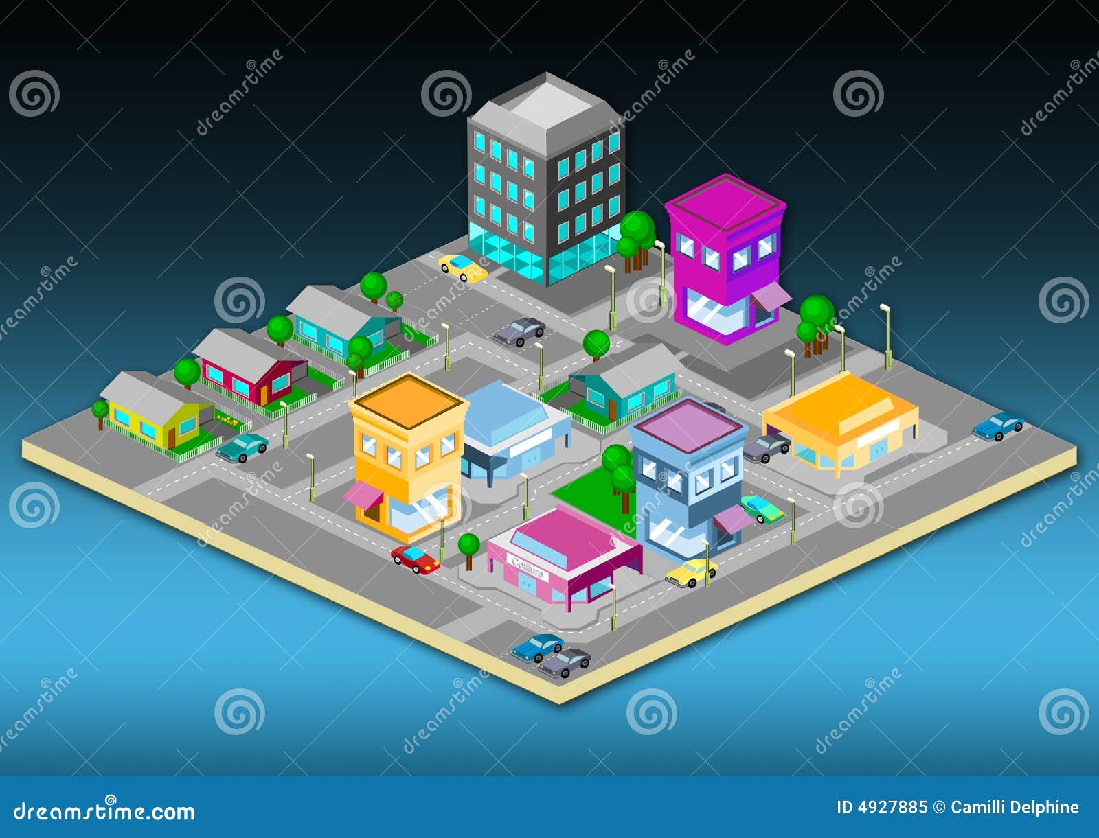Isometric town 向量例证. 插画 包括有 五颜六色, 街道, 想法, 布琼布拉, 布哈拉, 格式 - 4927885