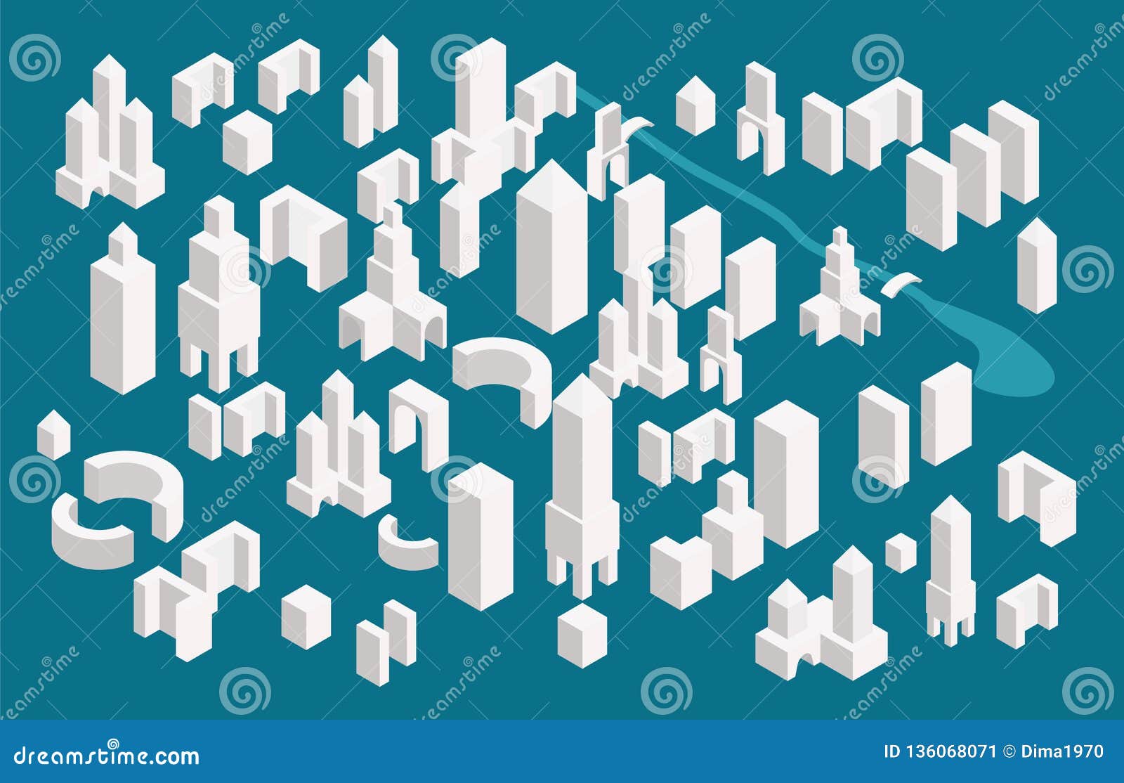 Isometric Town Constructor Set for Creating Your City Map. Simple ...
