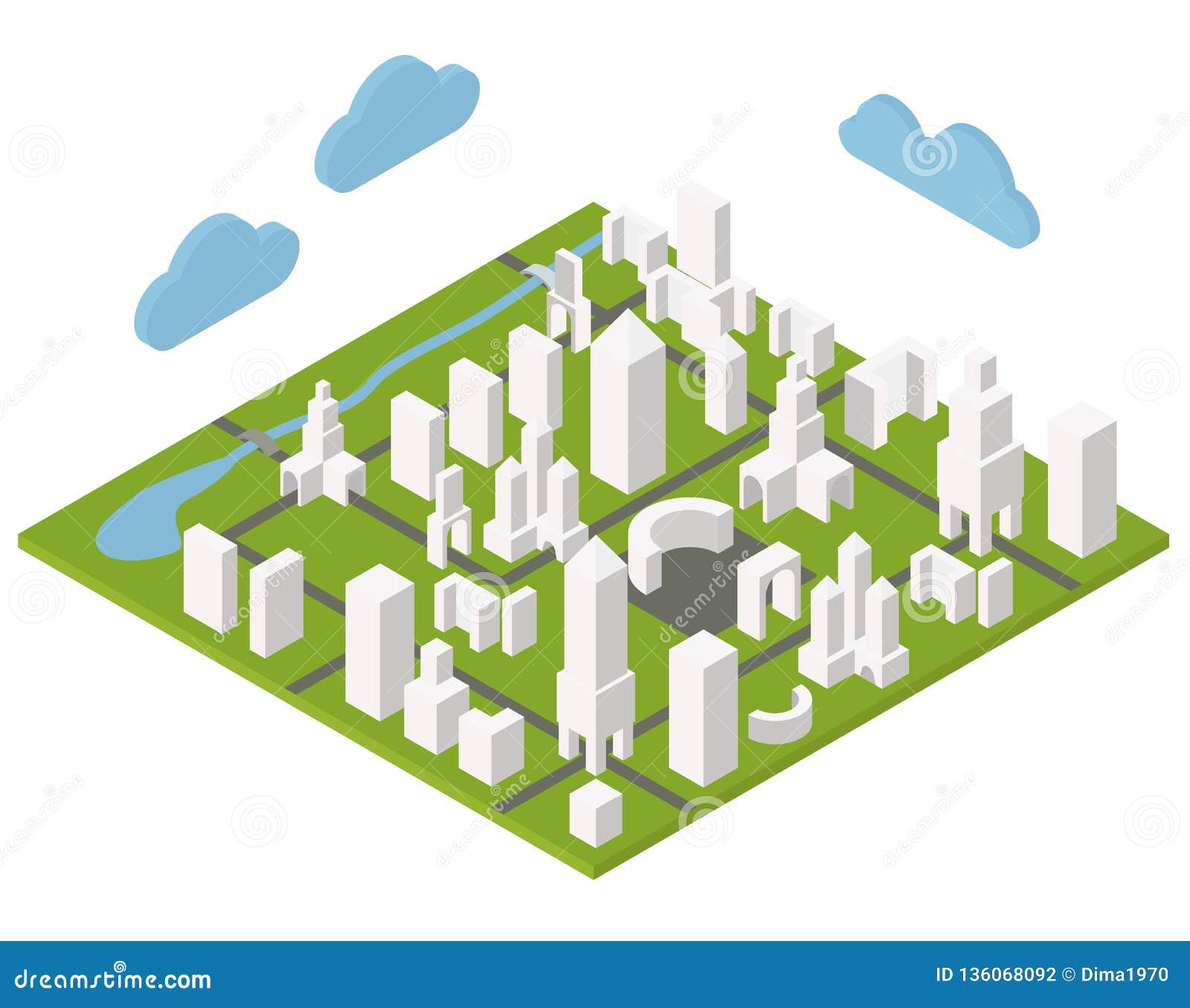 Isometric Town Constructor Set for Creating Your City Map. Simple ...