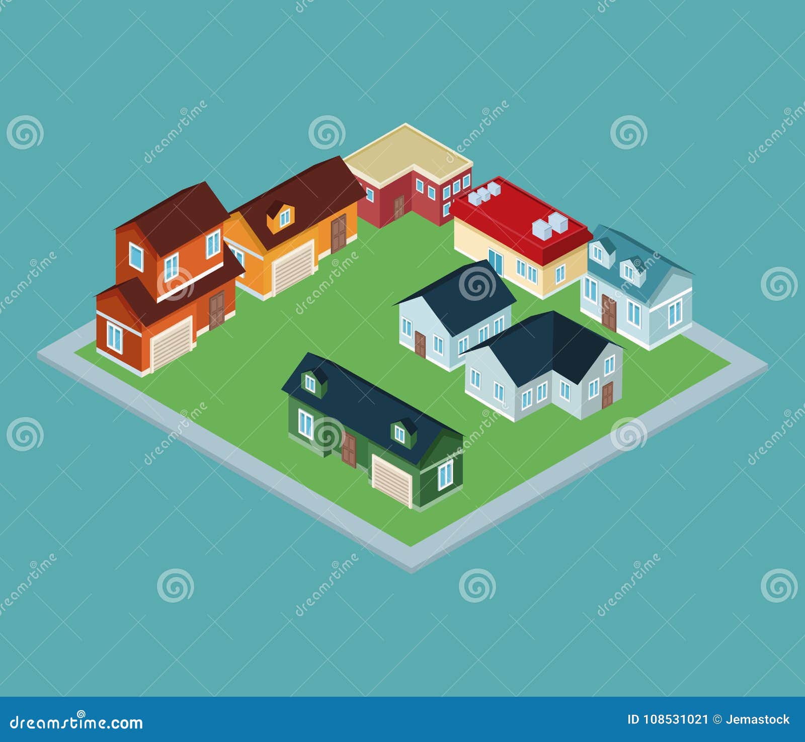 Isometric town 3d stock illustration. Illustration of decorative ...