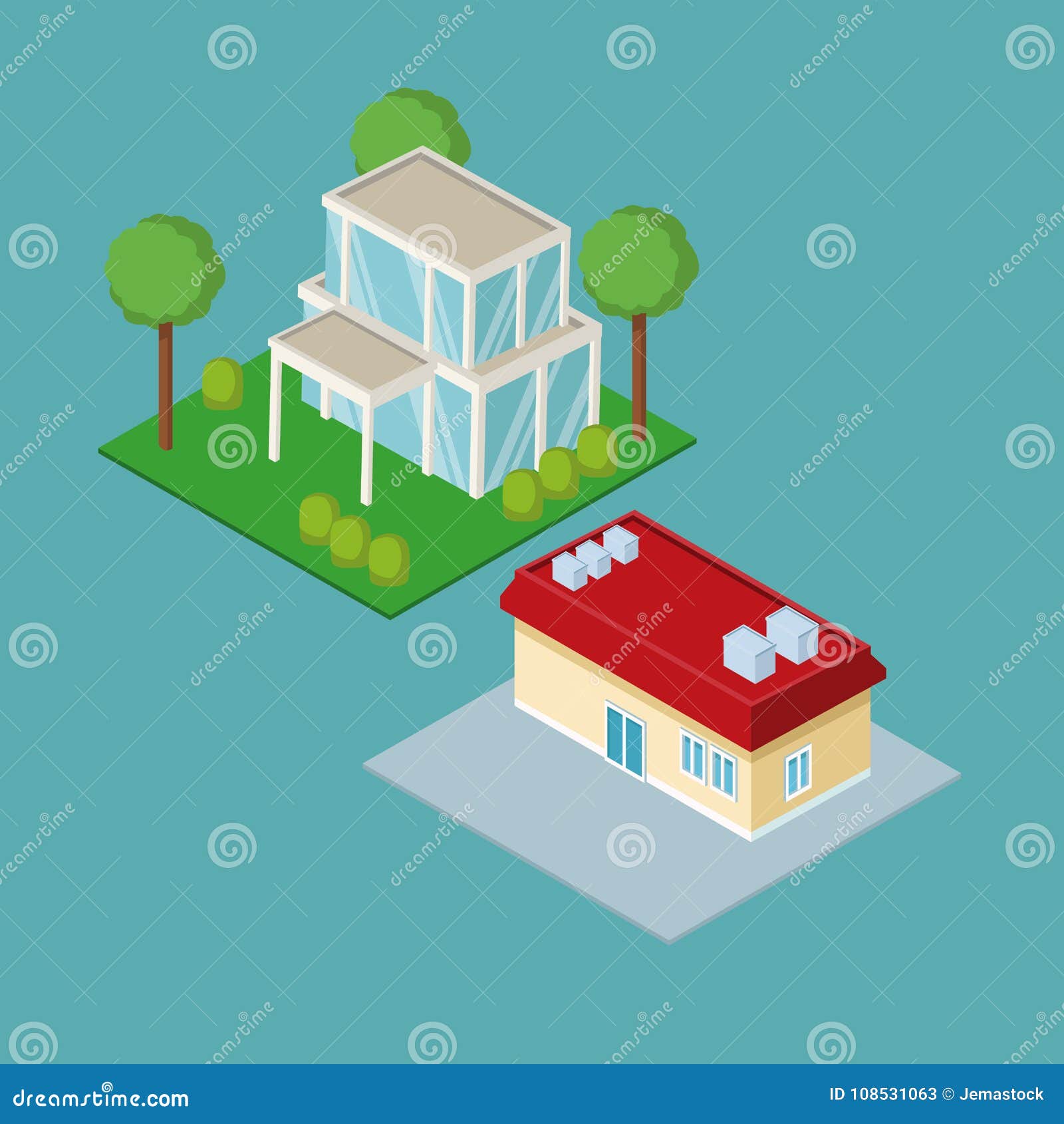 Isometric town 3d stock illustration. Illustration of nature - 108531063