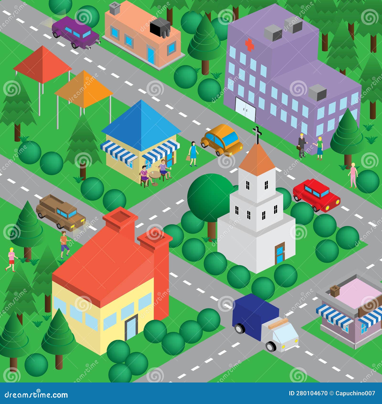 Isometric town vector stock vector. Illustration of concept - 280104670