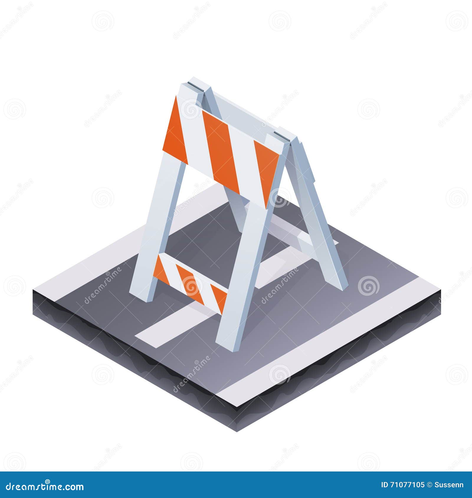 Isometric traffic barrier stock vector. Illustration of orange - 71077105