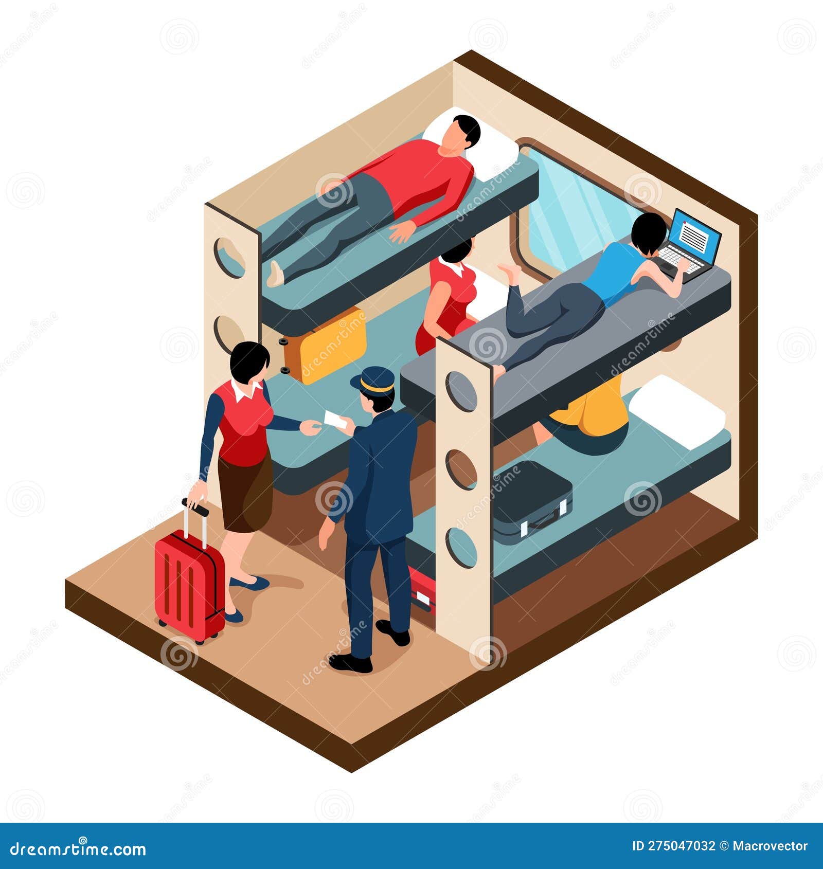 Isometric Train Locomotive. Vector Illustration. Outline Cargo Train ...