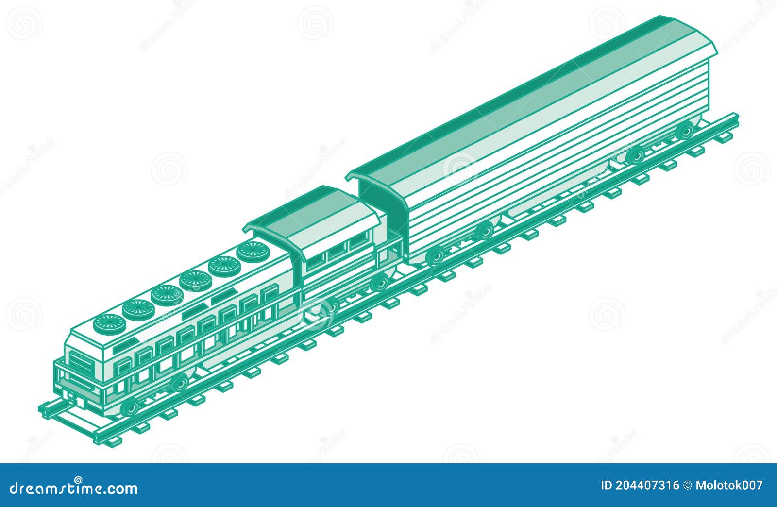 Isometric Train Locomotive. Vector Illustration. Outline Cargo Train ...