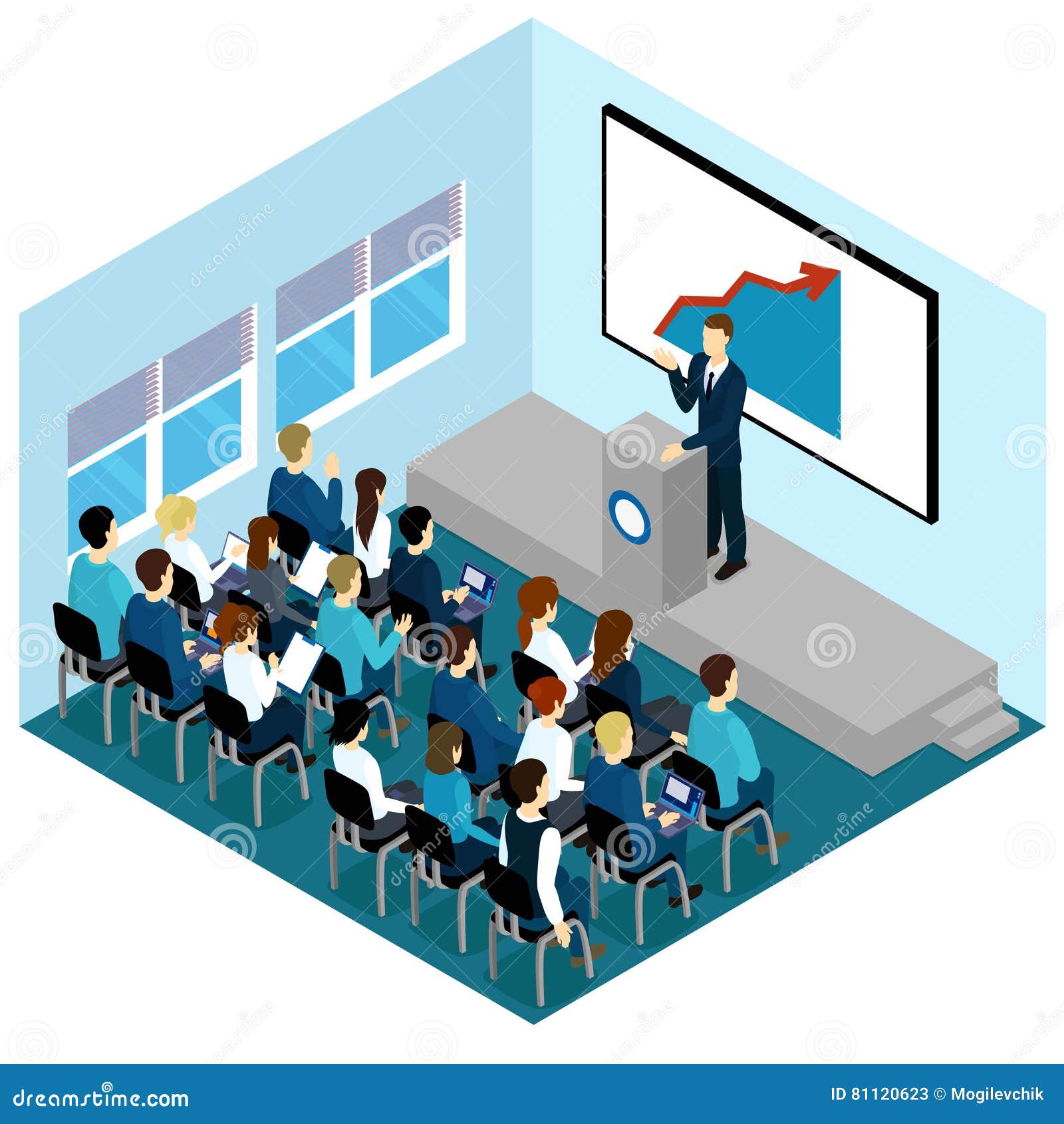 Isometric Training Lectures Composition Stock Vector - Illustration of ...