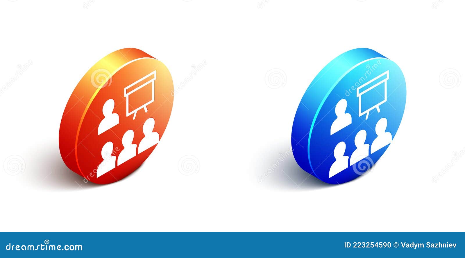 Isometric Training, Presentation Icon Isolated on White Background ...