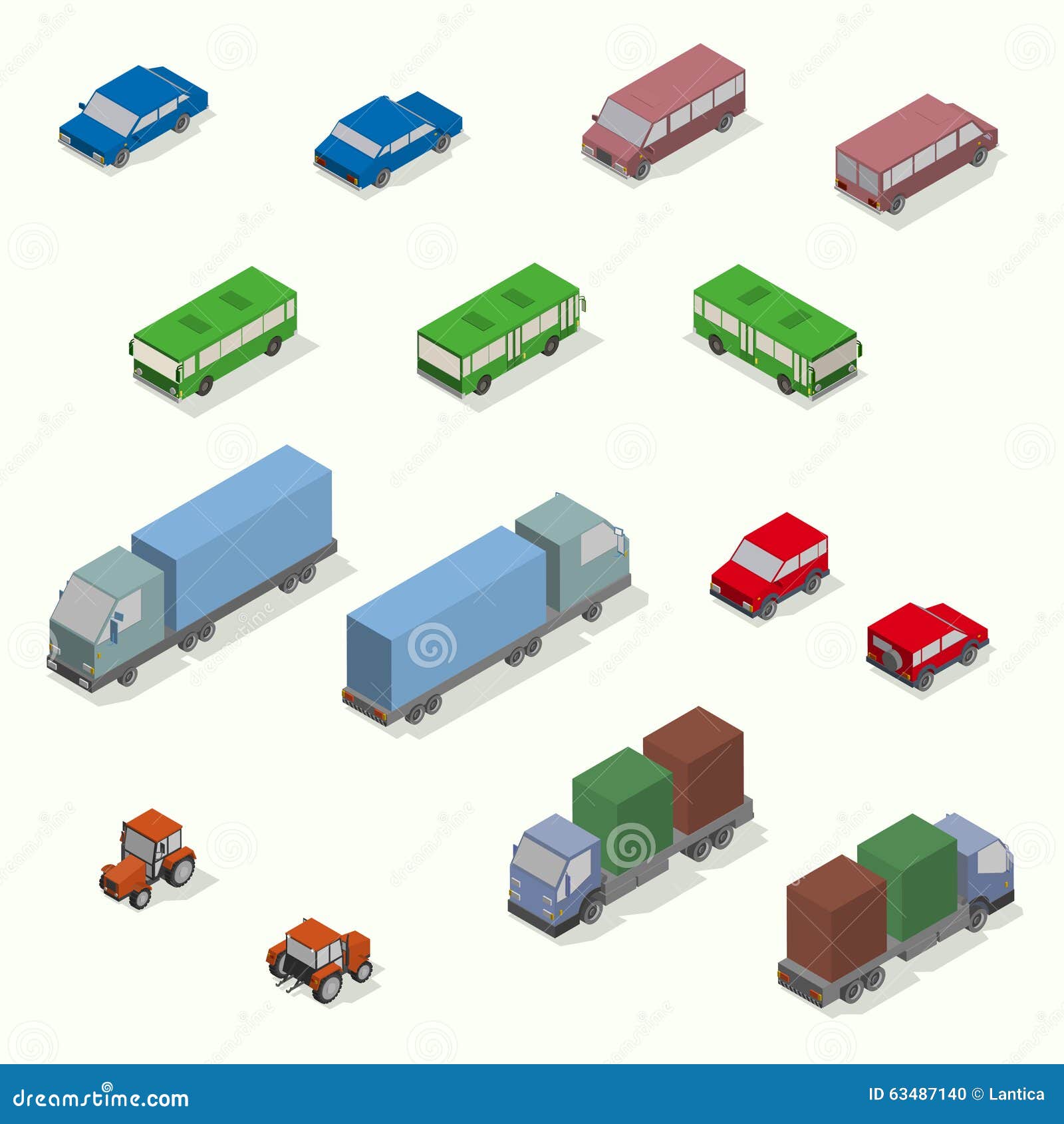 Isometric Transport Icon Set. Simple Flat Stock Vector - Illustration ...