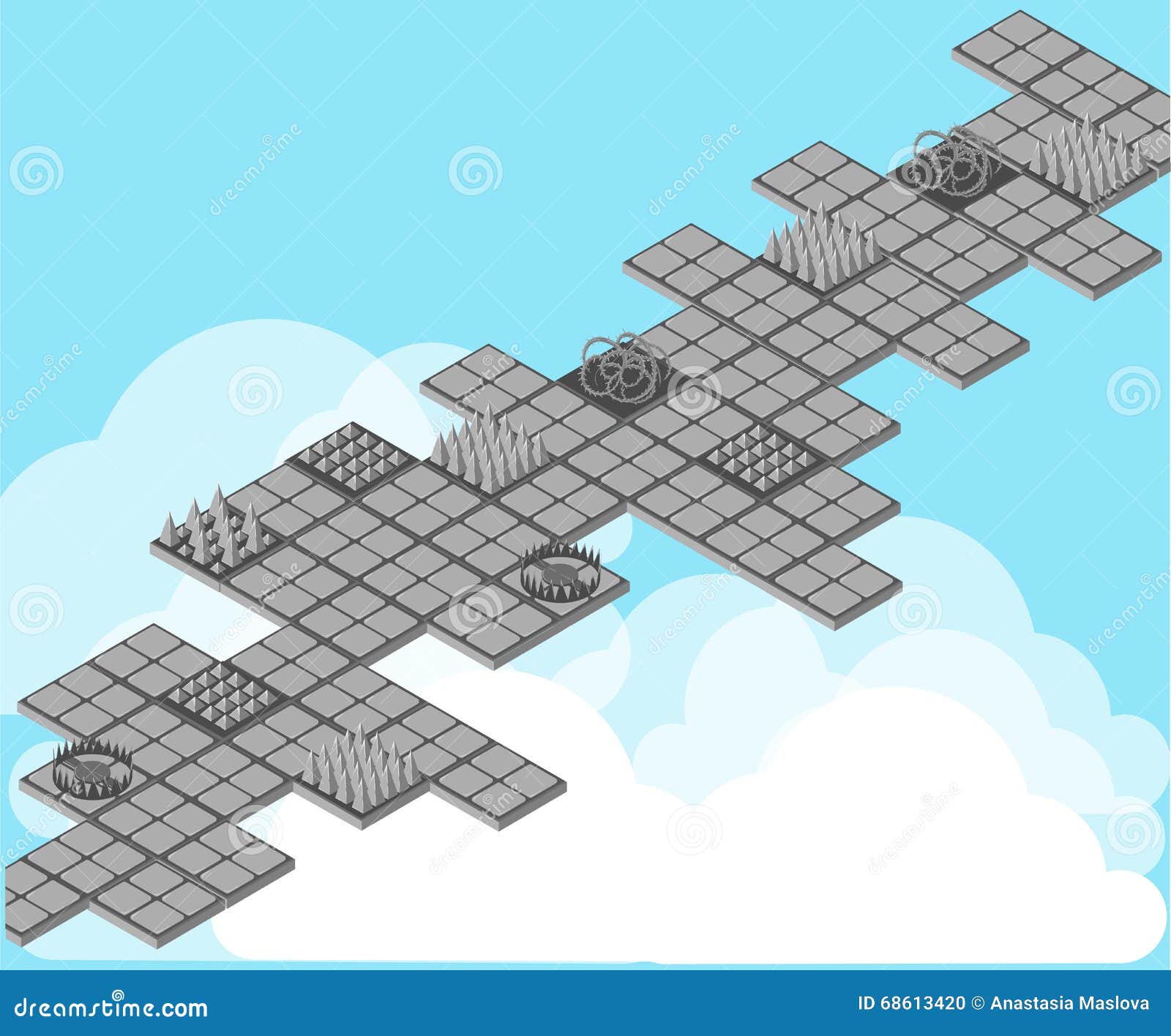 Isometric Trap for Game. Traps Set. Set for Game Stock Illustration ...