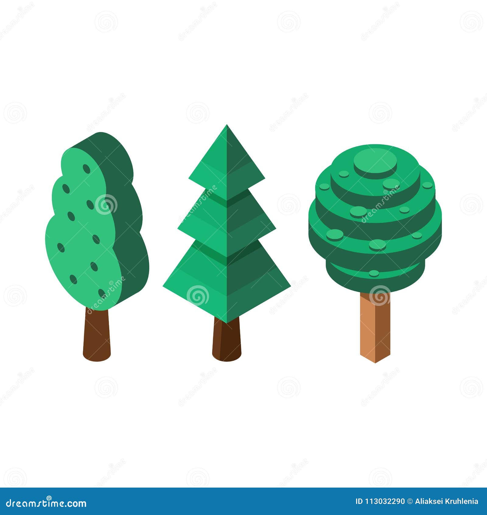 Isometric Tree Icons stock vector. Illustration of isometry - 113032290