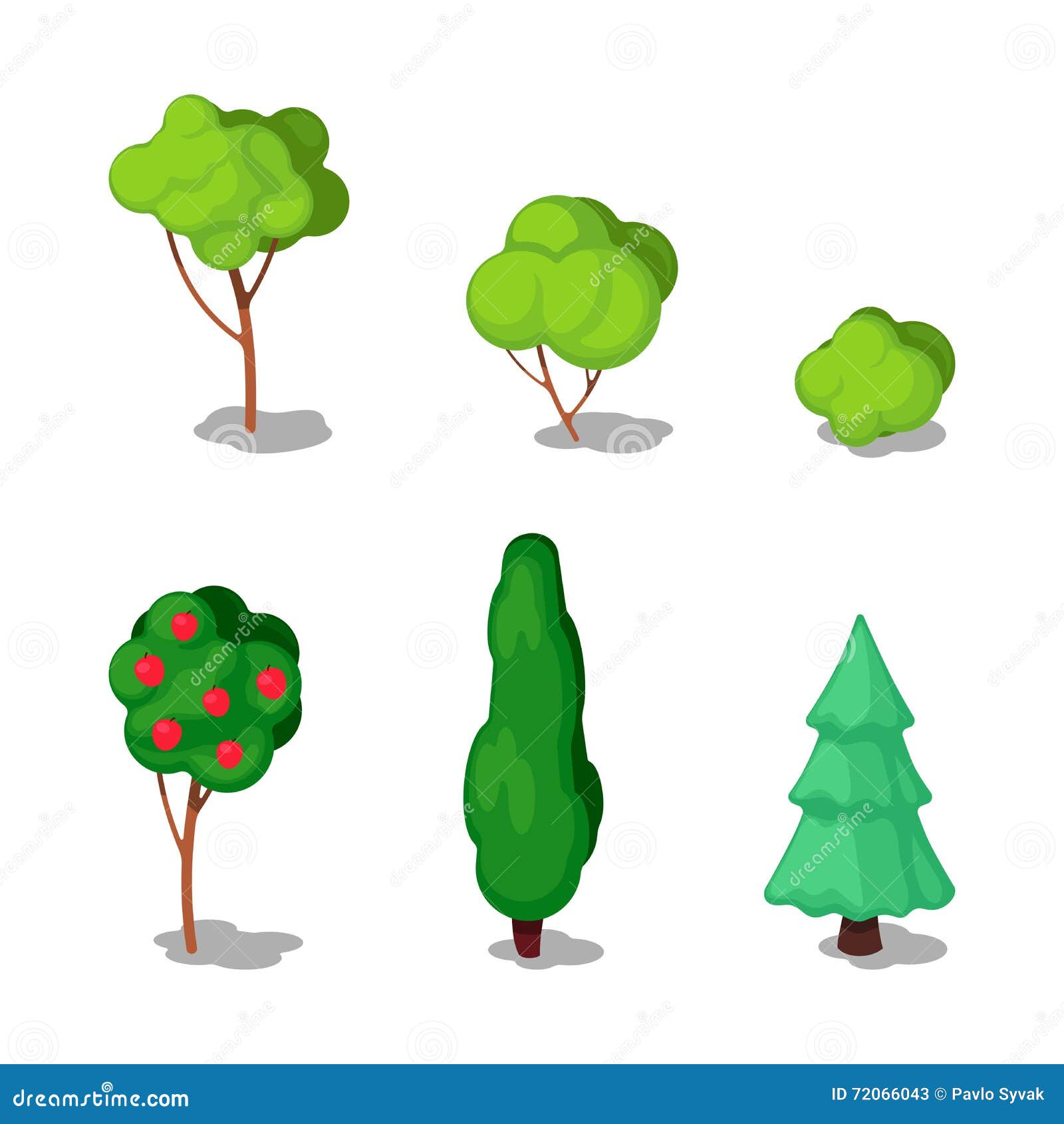 Isometric Trees, Hedge And Bushes Cartoon Vector | CartoonDealer.com ...