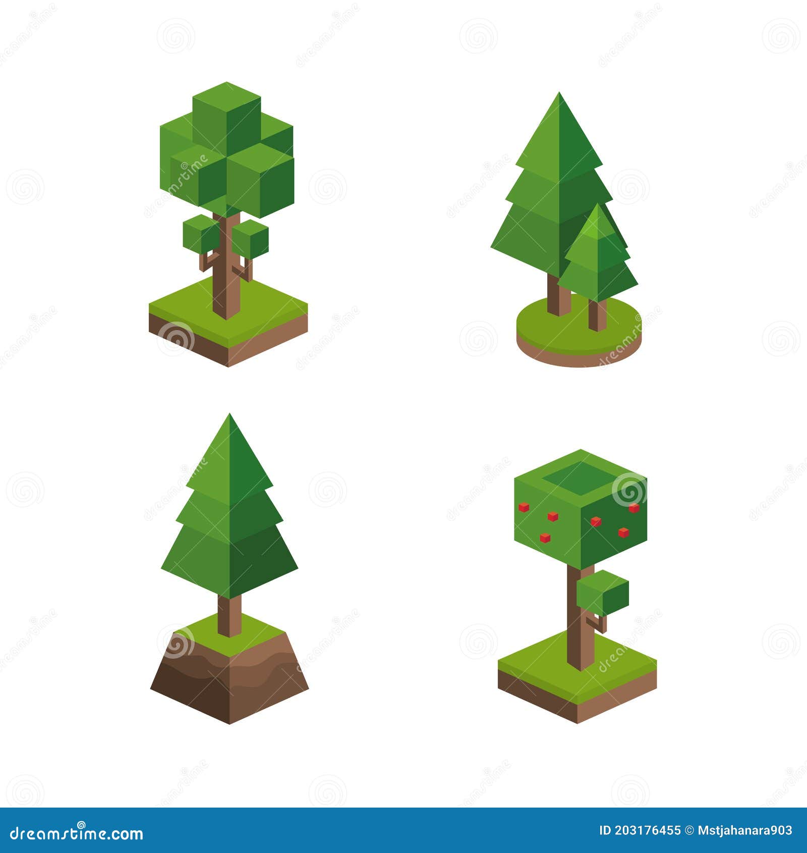 Isometric trees design stock vector. Illustration of decorative - 203176455