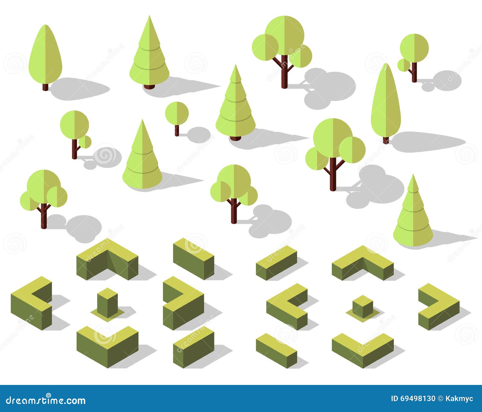 Isometric trees elements stock vector. Illustration of graphic - 69498130